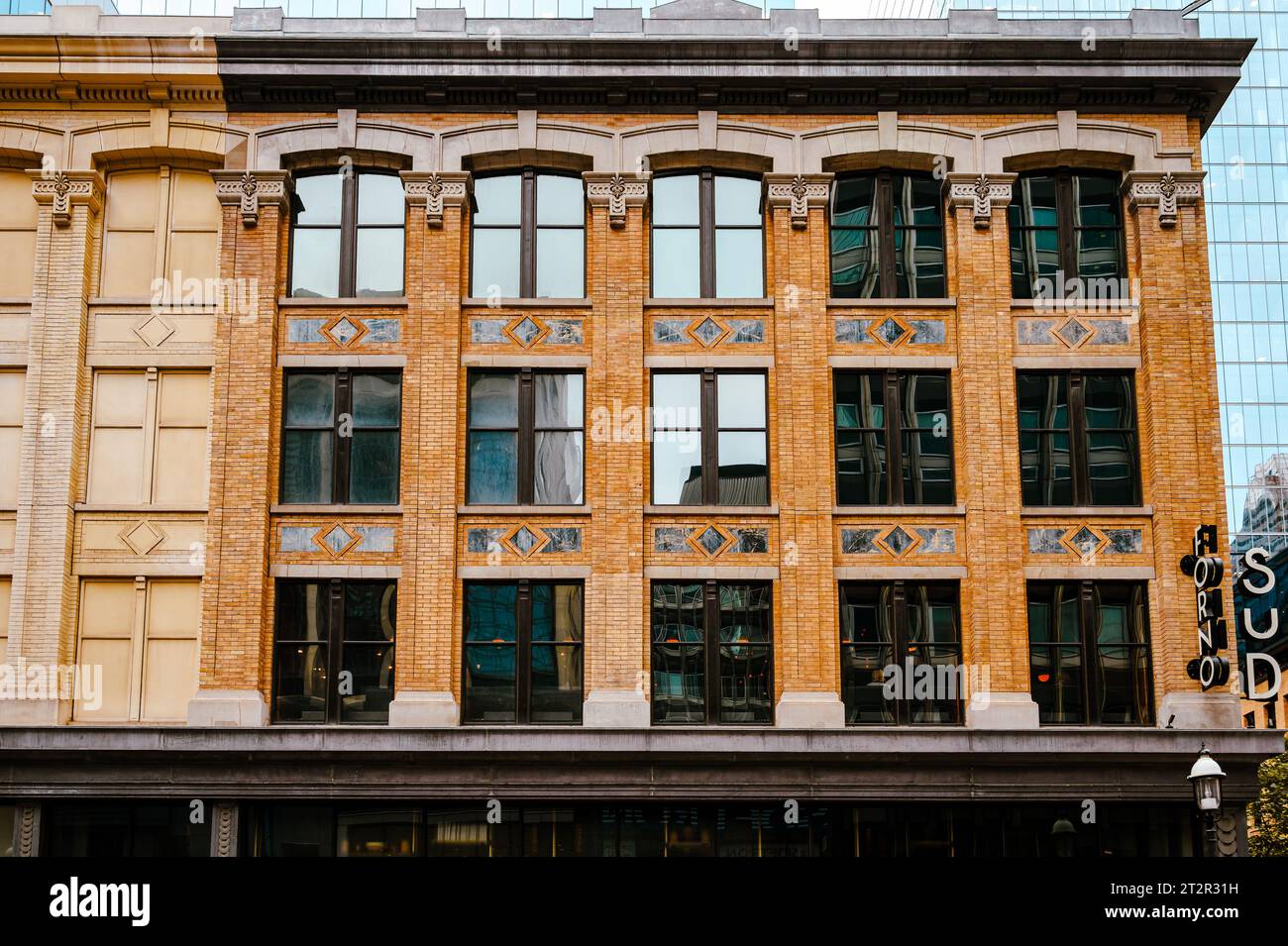 Toronto, Canada, exterior facade wall in 132 Yonge Street in the ...