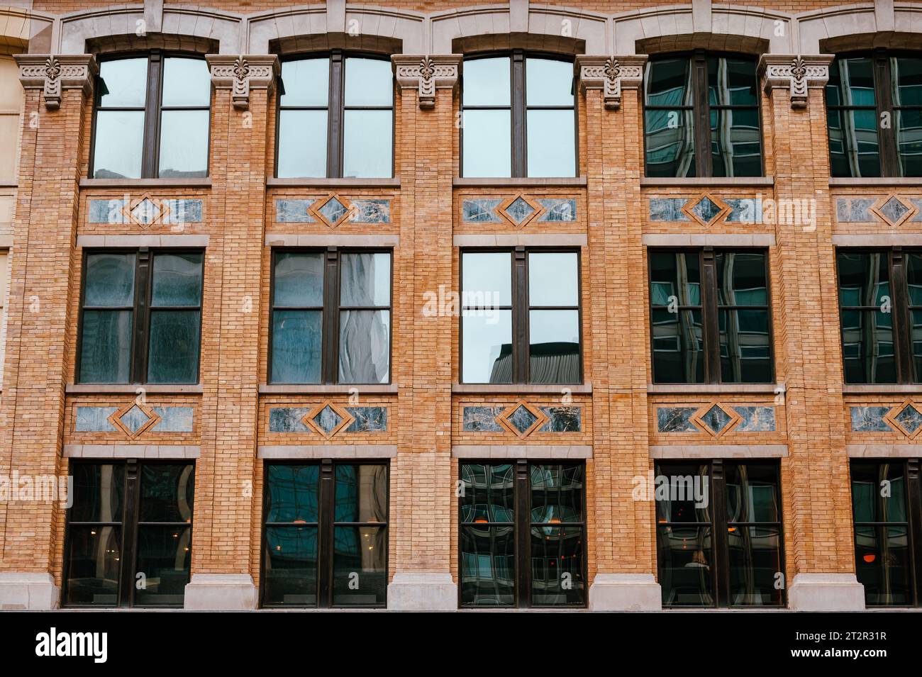 Toronto, Canada, exterior facade wall in 132 Yonge Street in the ...