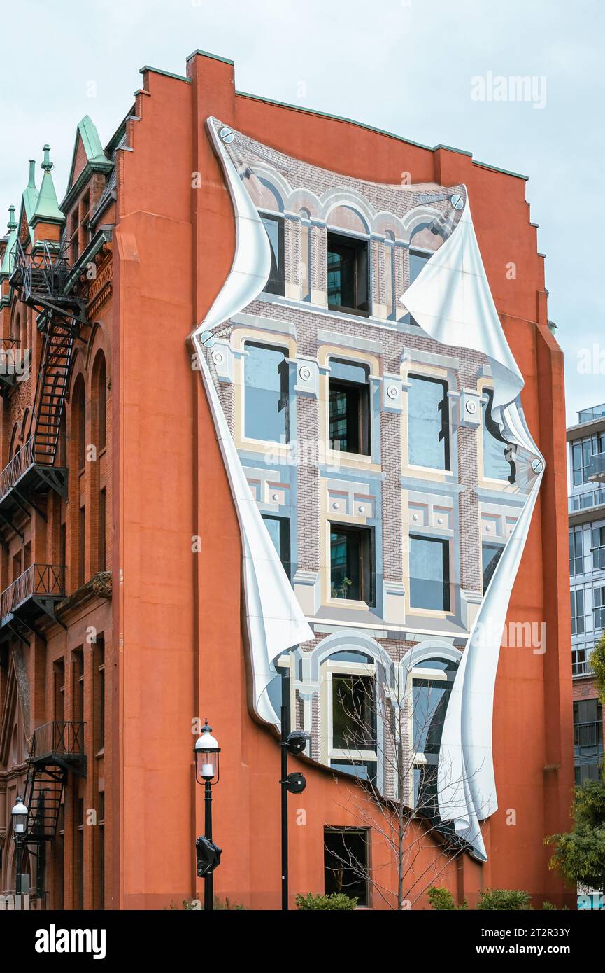 Toronto, Canada, mural in the Flatiron or Gooderham Building in the old ...