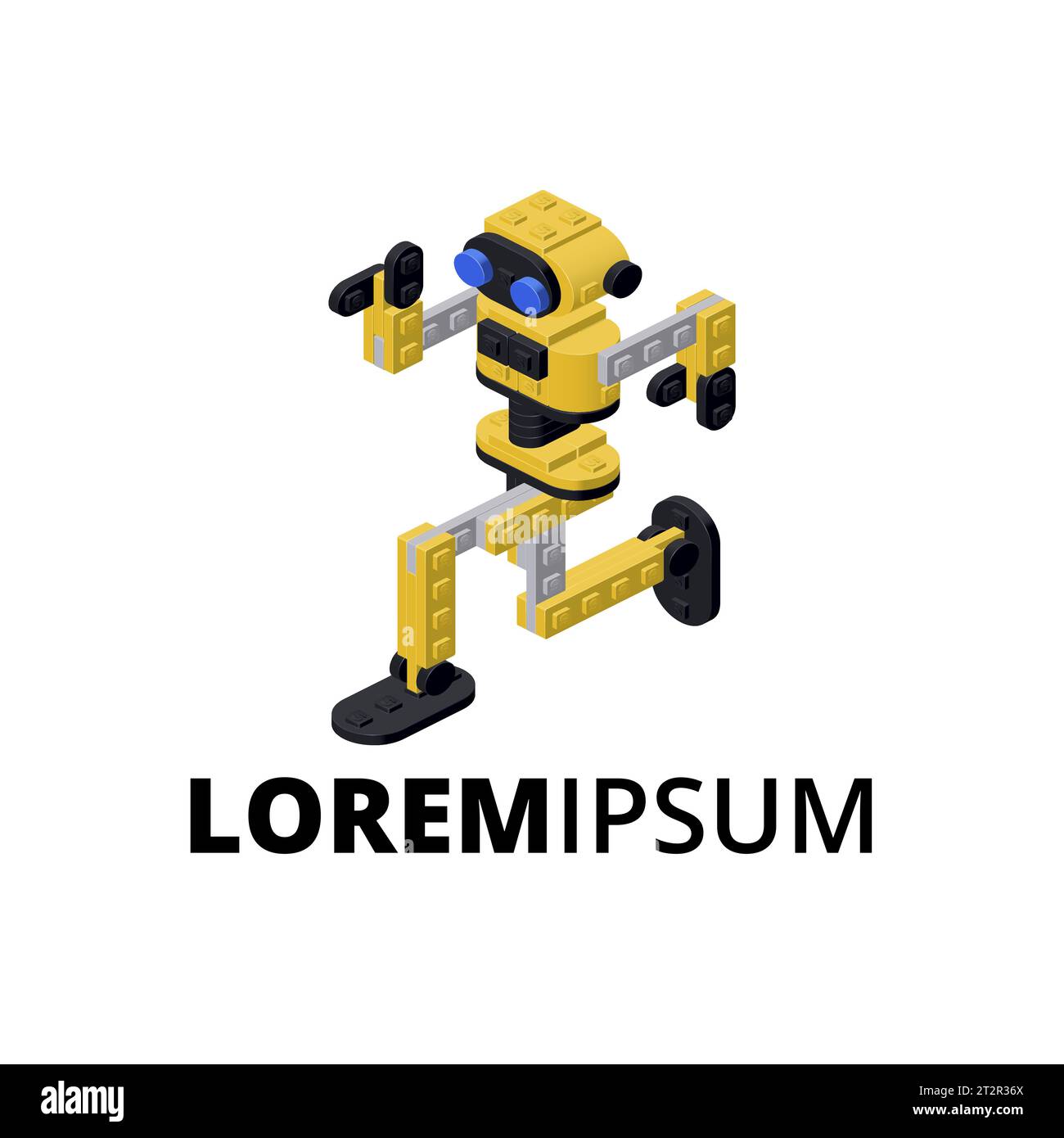 LOGO with a dancing robot for print and design. Modern technologies ...