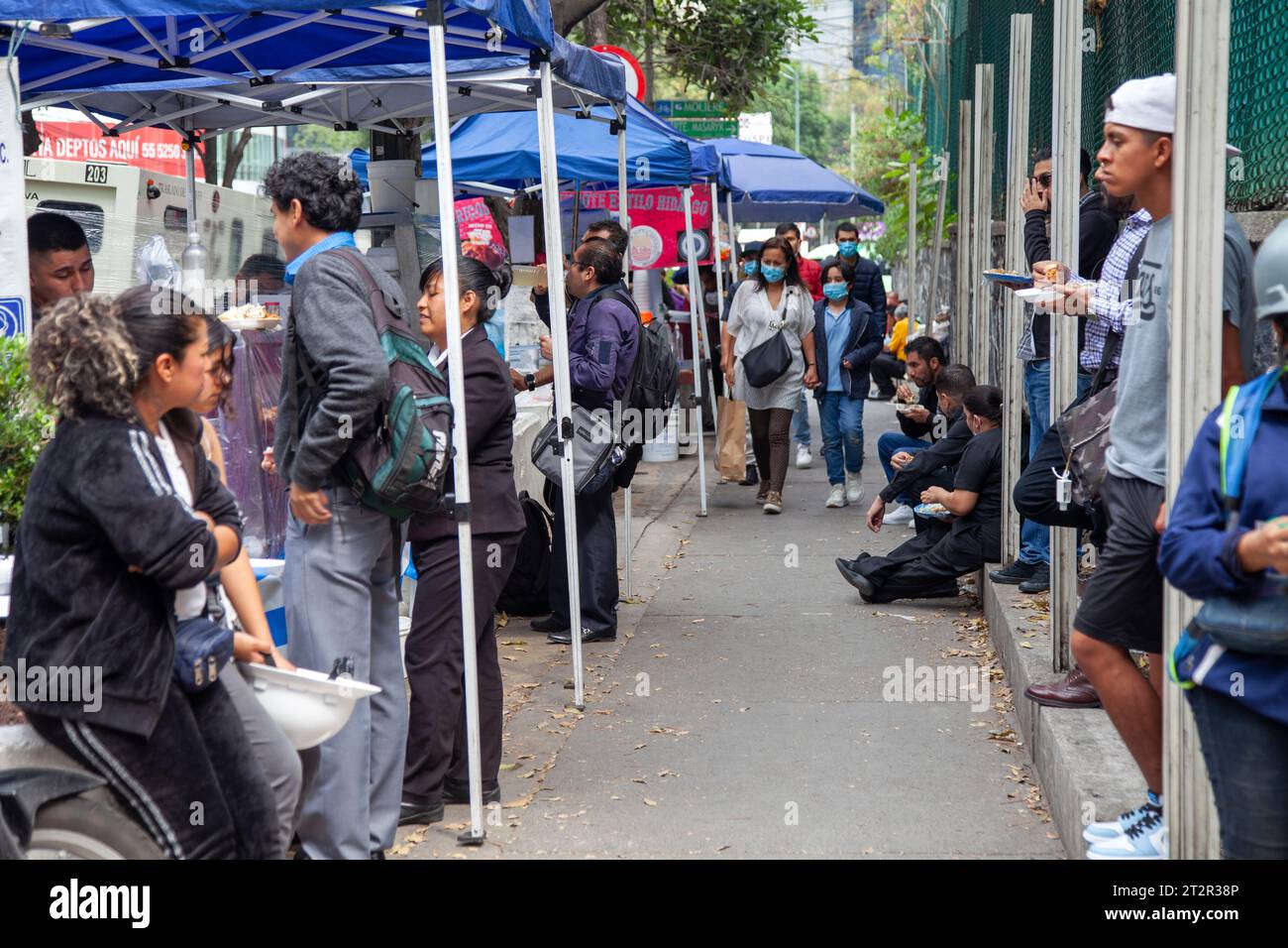 People Eating from Foods stalls on Street of Mexico City, Mexico Stock ...