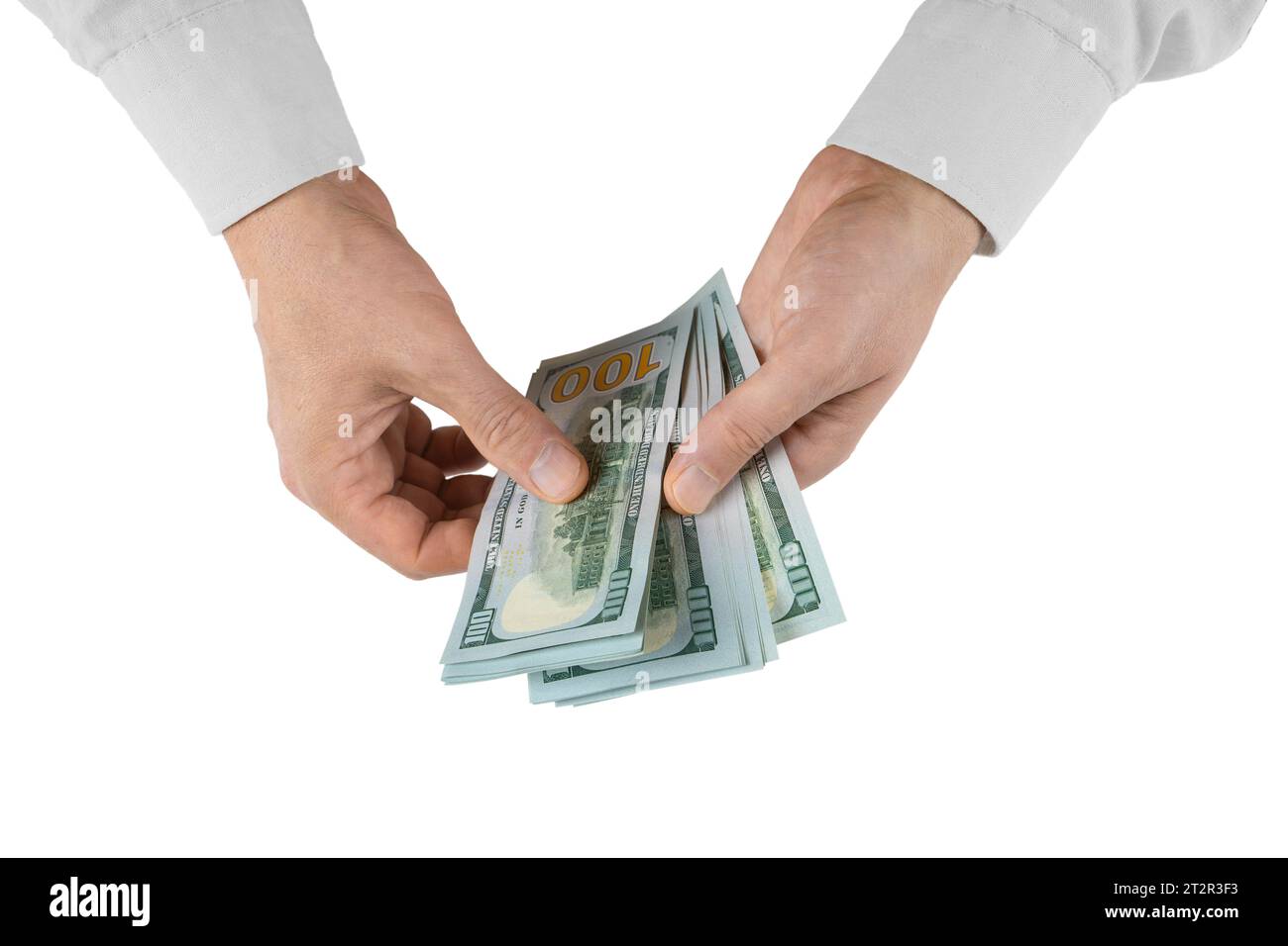 Man counting money. Allocation of money, economy concept, US dollar ...