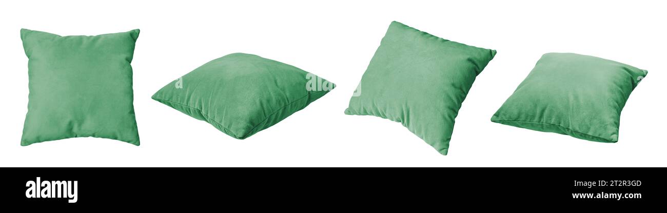 Decorative green rectangular pillow for sleeping and resting isolated ...