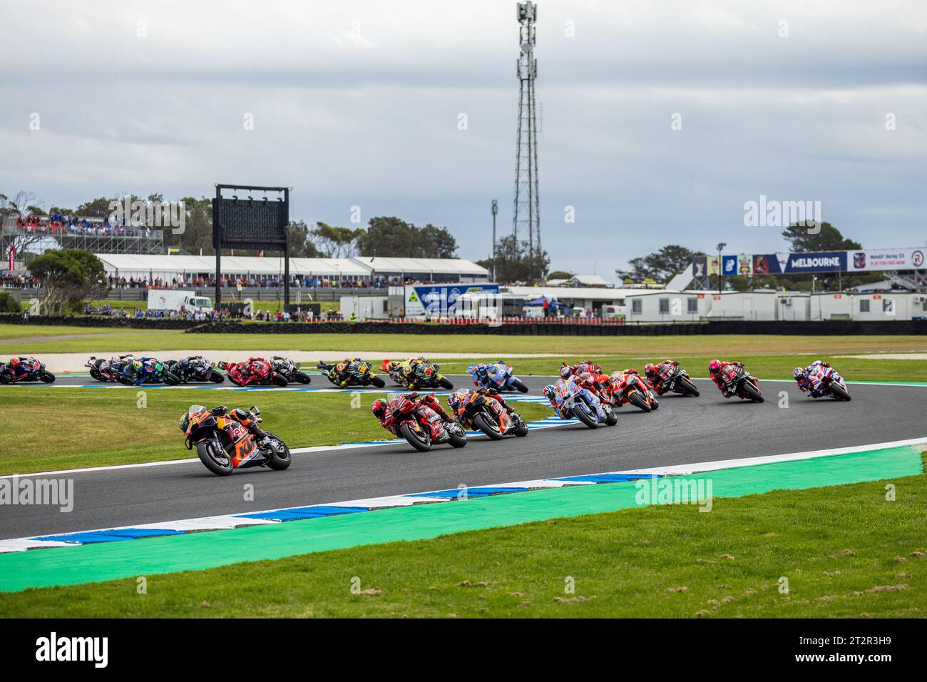 Melbourne, Australia. 21st Oct 2023. First lap during Australian MotoGP ...