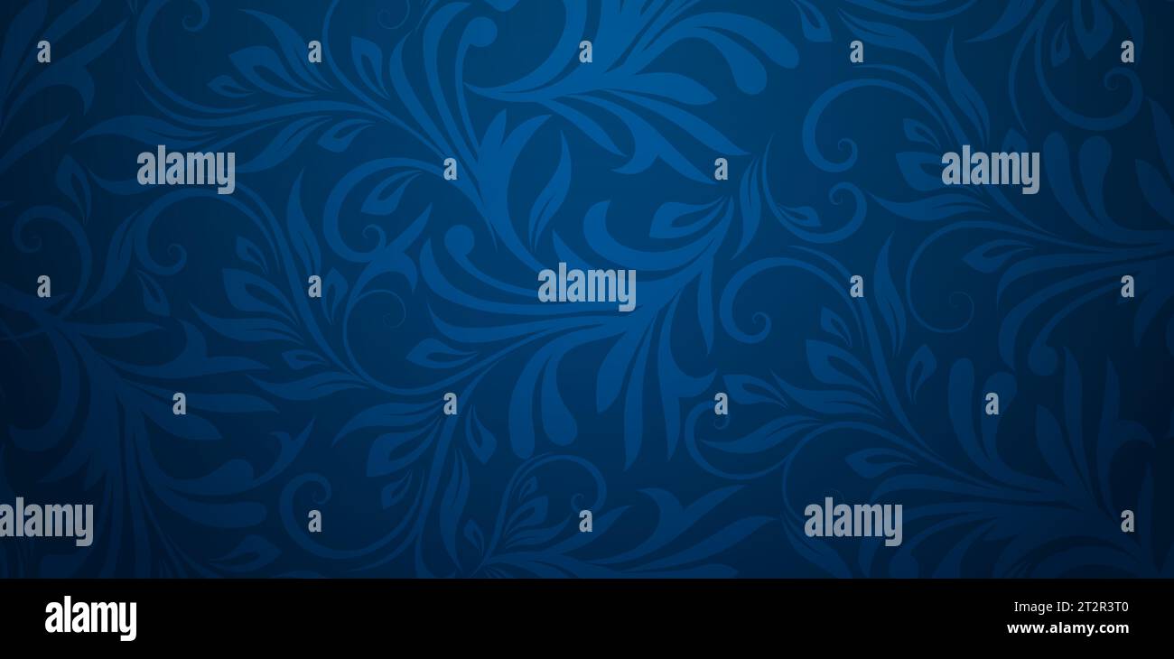 vector illustration blue background with floral motif abstract patterns ...
