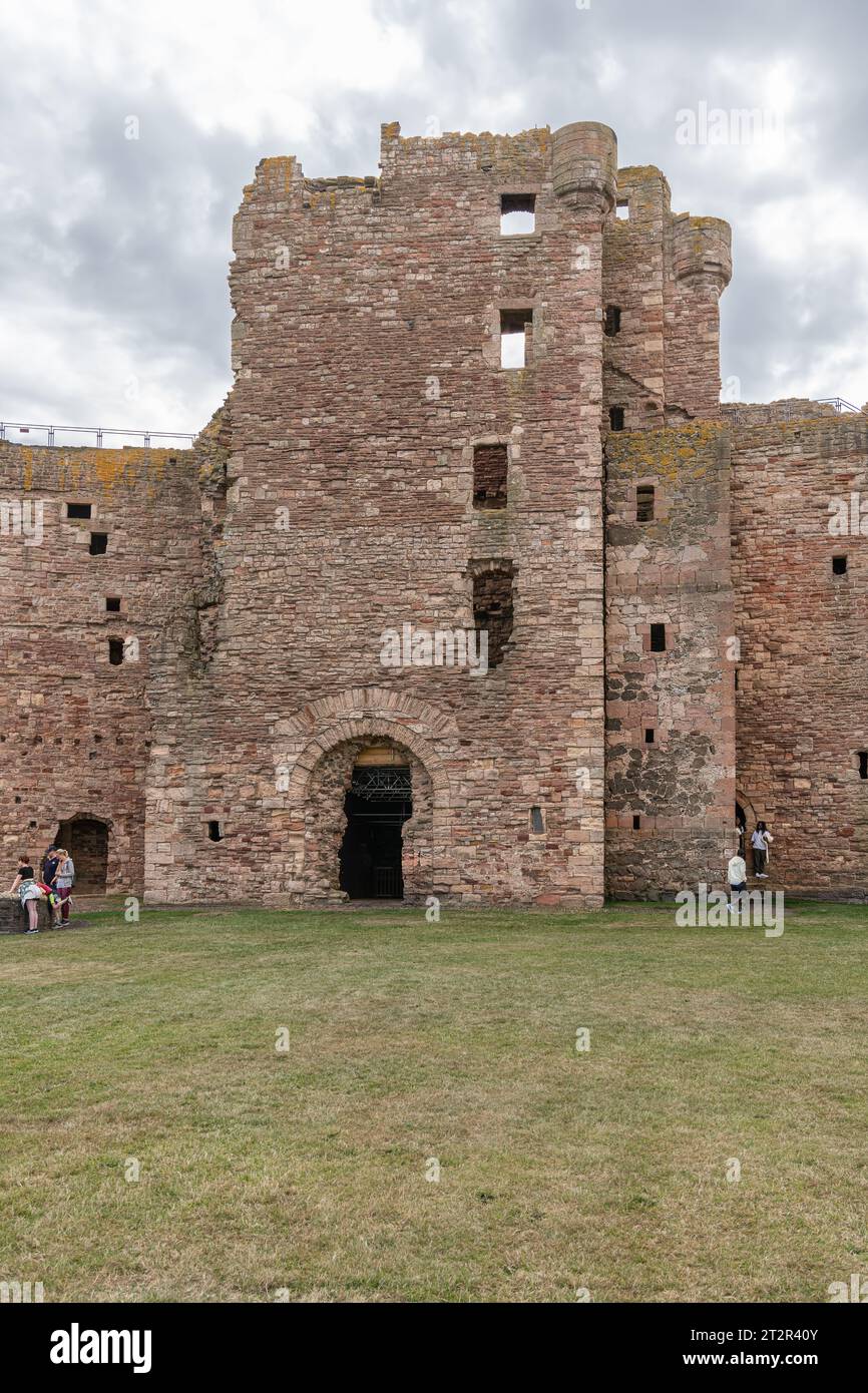 The remains of the entrance of Tantallon Castle from inside the court ...
