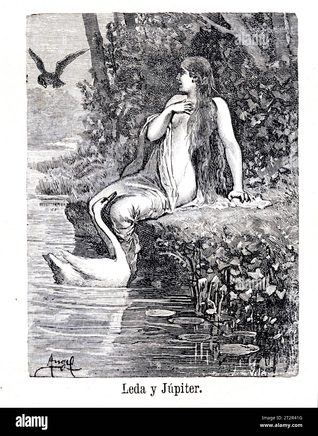 Leda & Jupiter by Manuel Ángel Álvarez (1855-1921) Illustrations from Saturnina Calleja's La ...