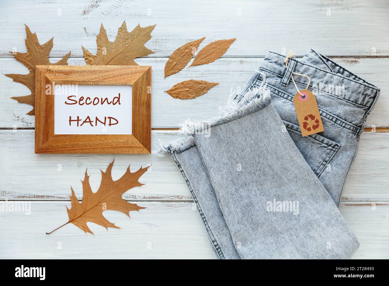 Autumn design second hand idea, circular fashion, charity concept Stock ...