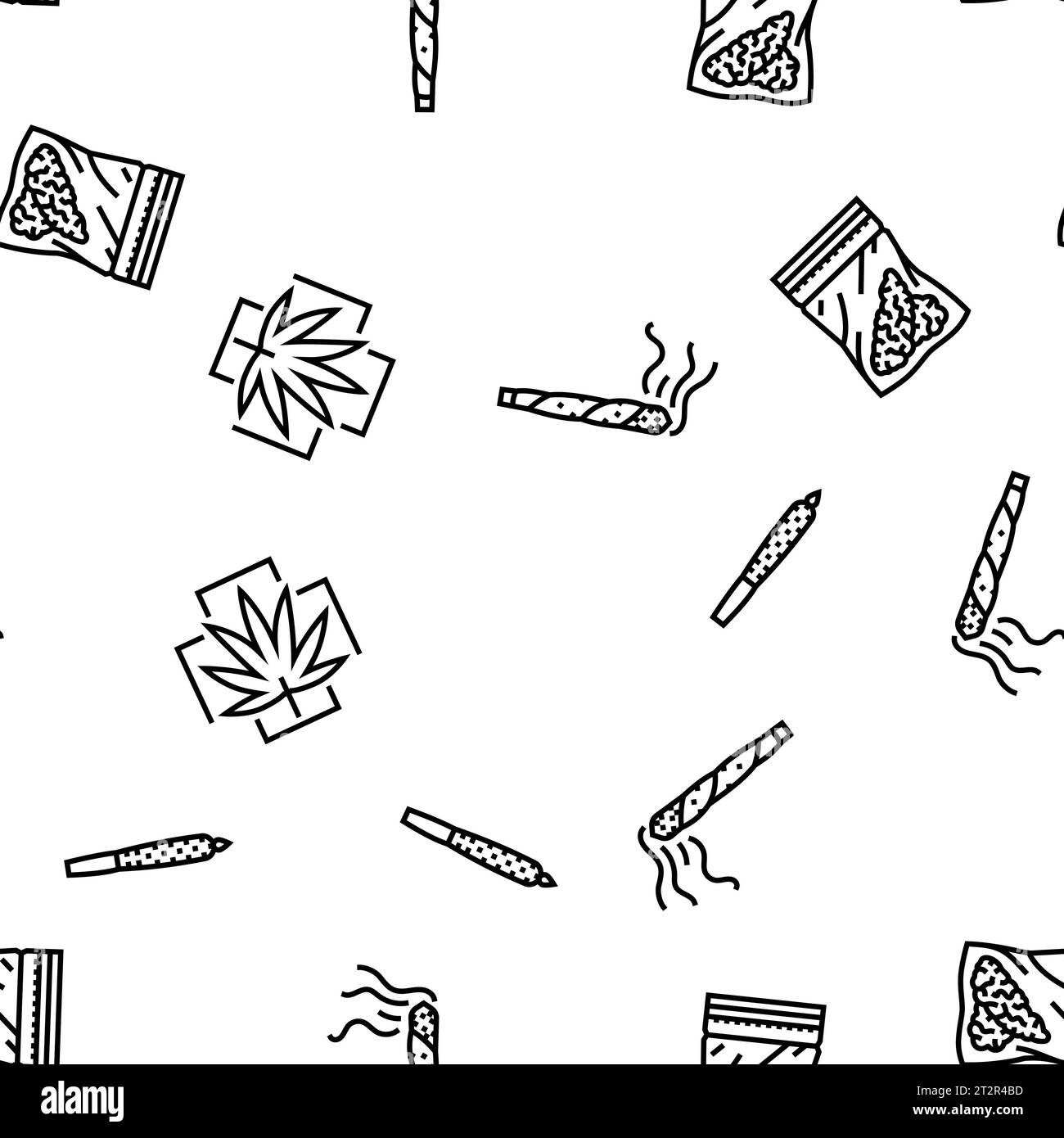 cannabis plant leaf weed hemp vector seamless pattern Stock Vector ...