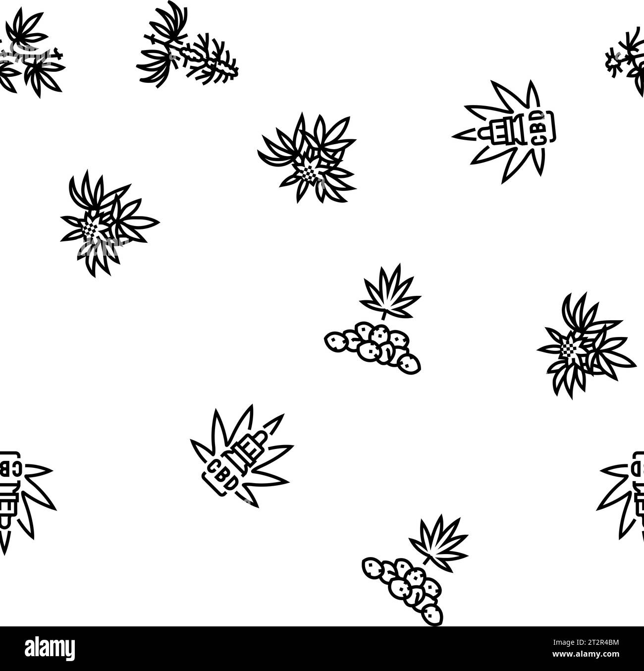 cannabis plant leaf weed hemp vector seamless pattern Stock Vector ...