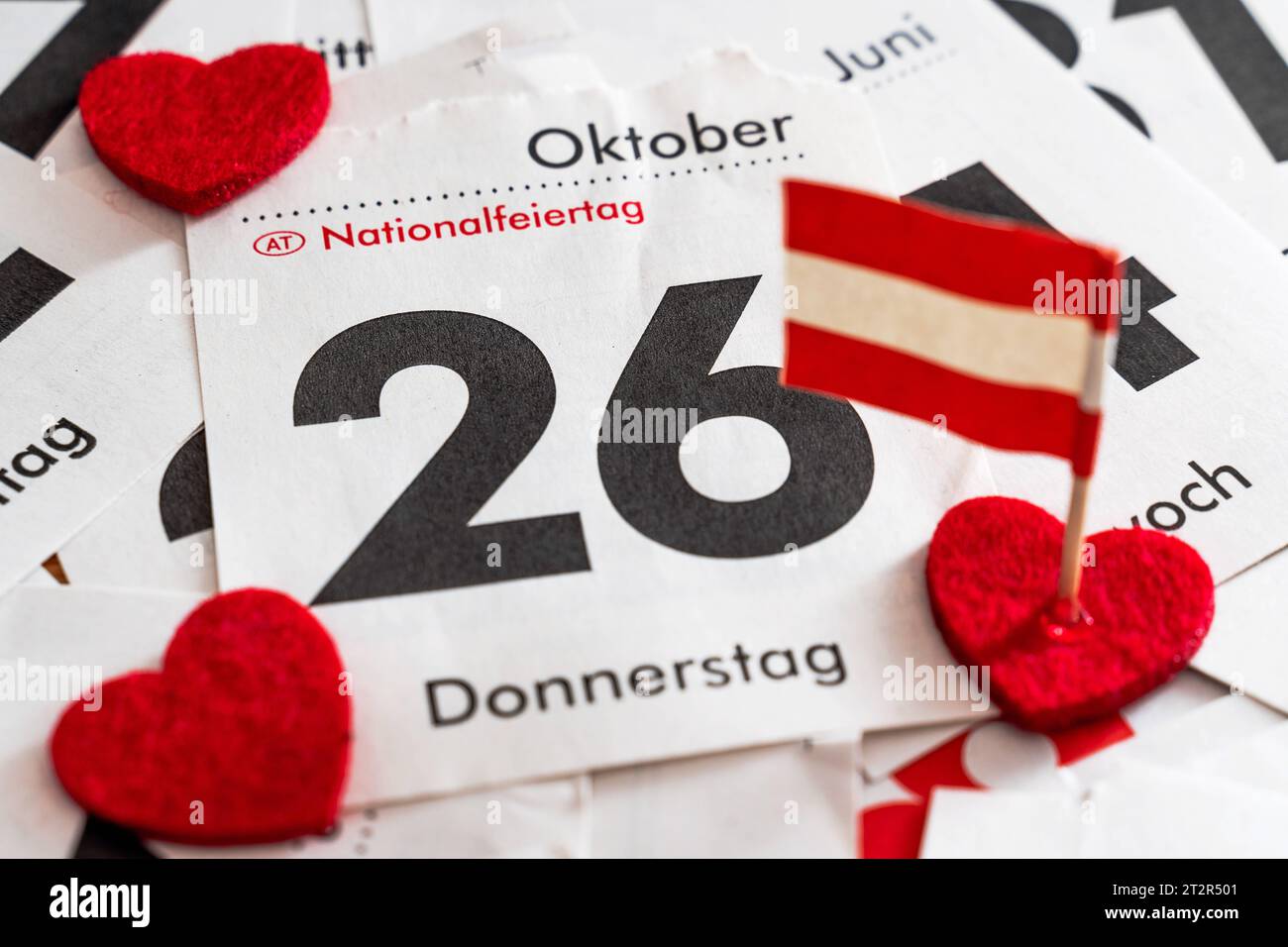 Calendar page with date 26 October, national holiday in, Austria. 20th ...