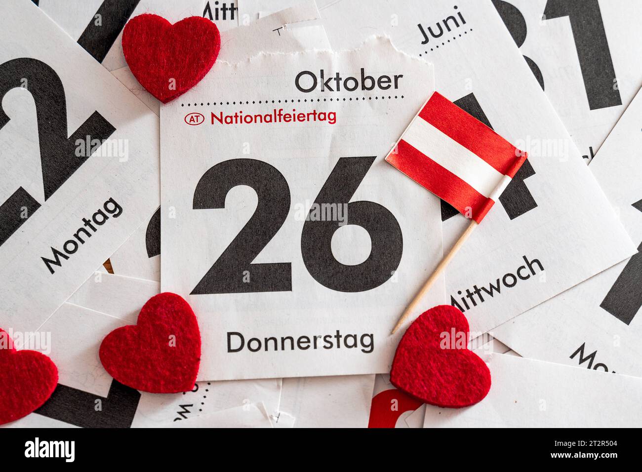 Calendar page with date 26 October, national holiday in, Austria. 20th ...