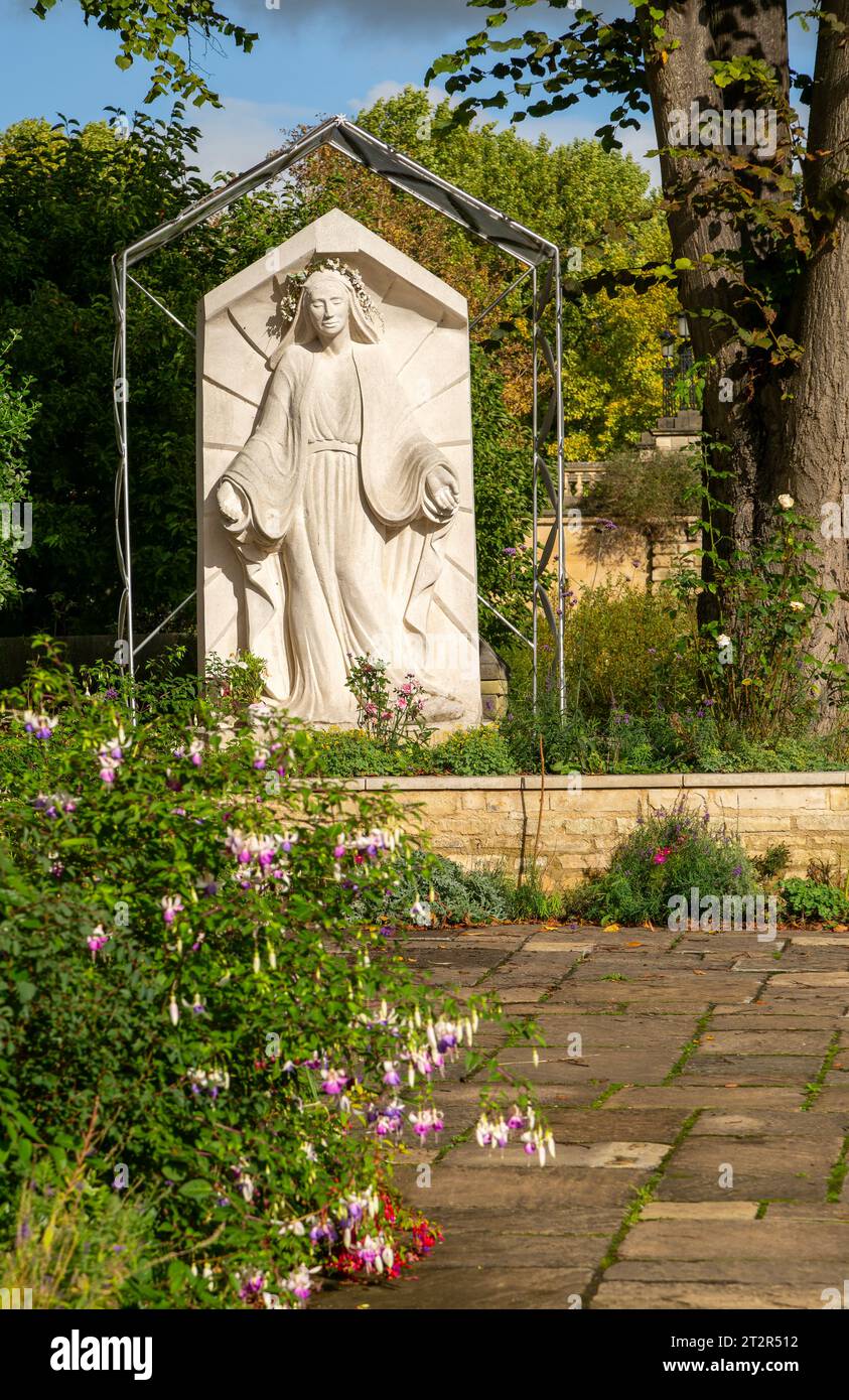 Modern sculpture Our Lady of Bath Queen of Peace in Marian garden ...