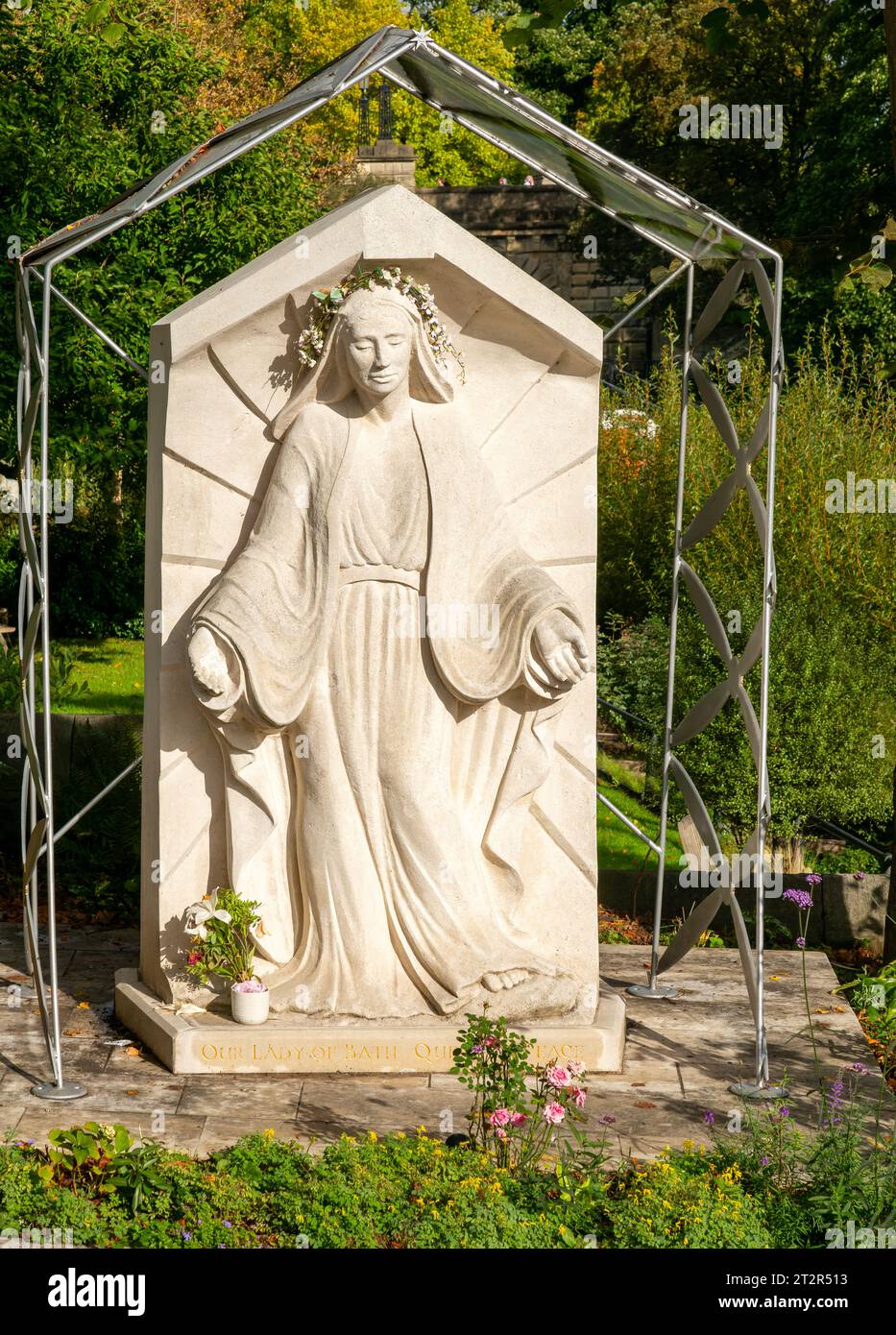 Modern sculpture Our Lady of Bath Queen of Peace in Marian garden ...