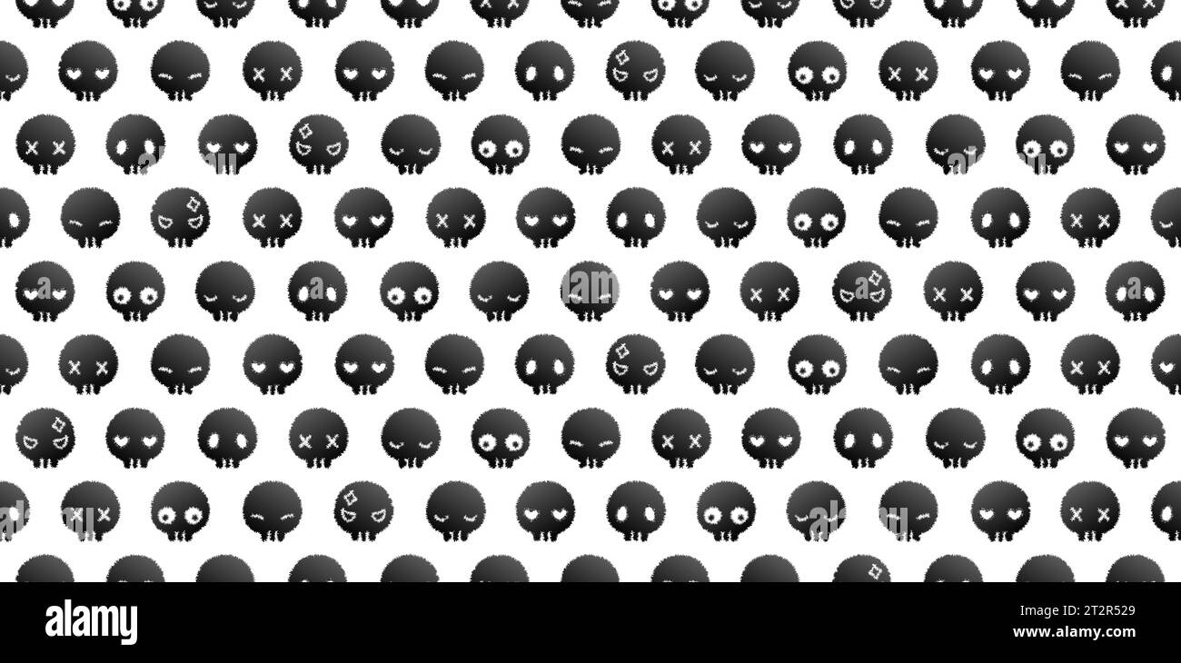 Vector illustration Seamless pattern of black skulls on a white ...