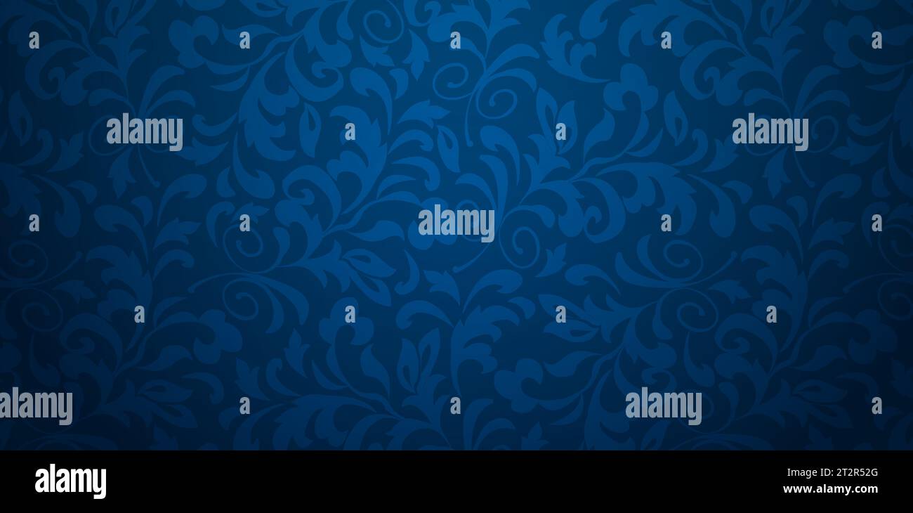 Vector illustration dark blue background with floral ornament Seamless ...