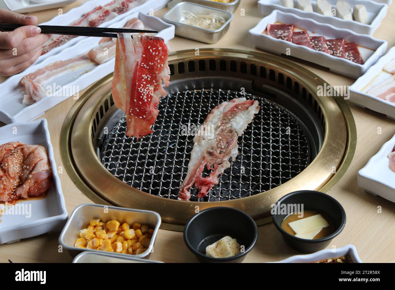 Samgyupsal Korean Barbecue Beef Slice Pork Slice Korean Food Stock Photo - Alamy