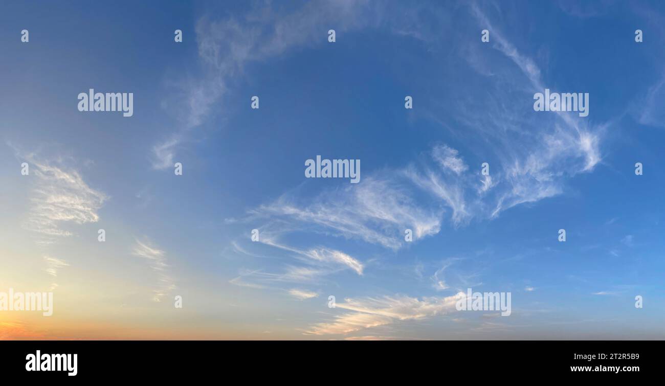 Azure sky with white cloud. Beautiful skyline landscape Stock Photo - Alamy
