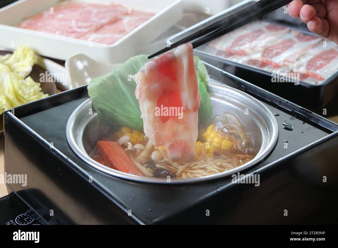 Korean Hot Pot Dish with Samgyupsal Stock Photo - Alamy