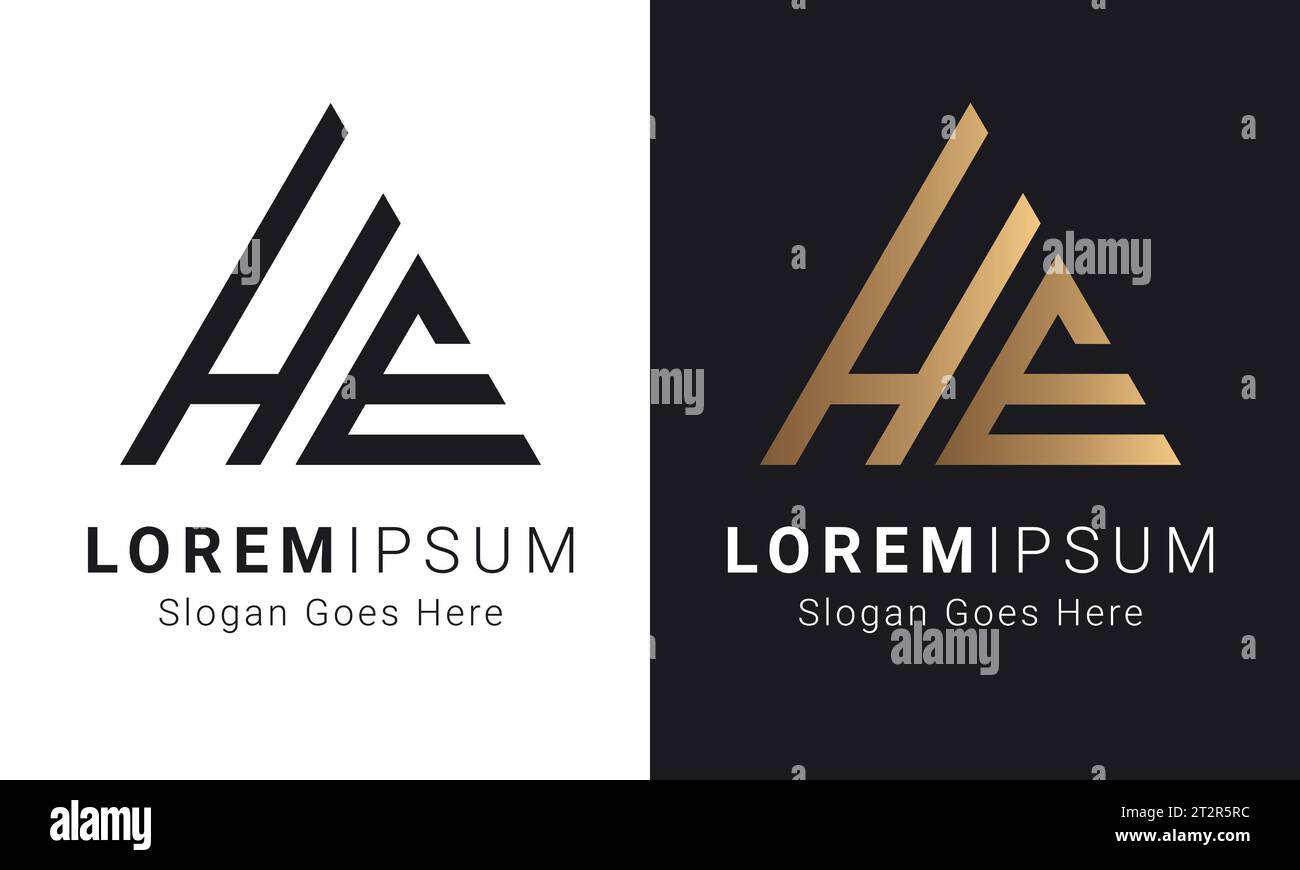 Luxury Initial HE or EH Monogram Text Letter Logo Design Stock Vector ...