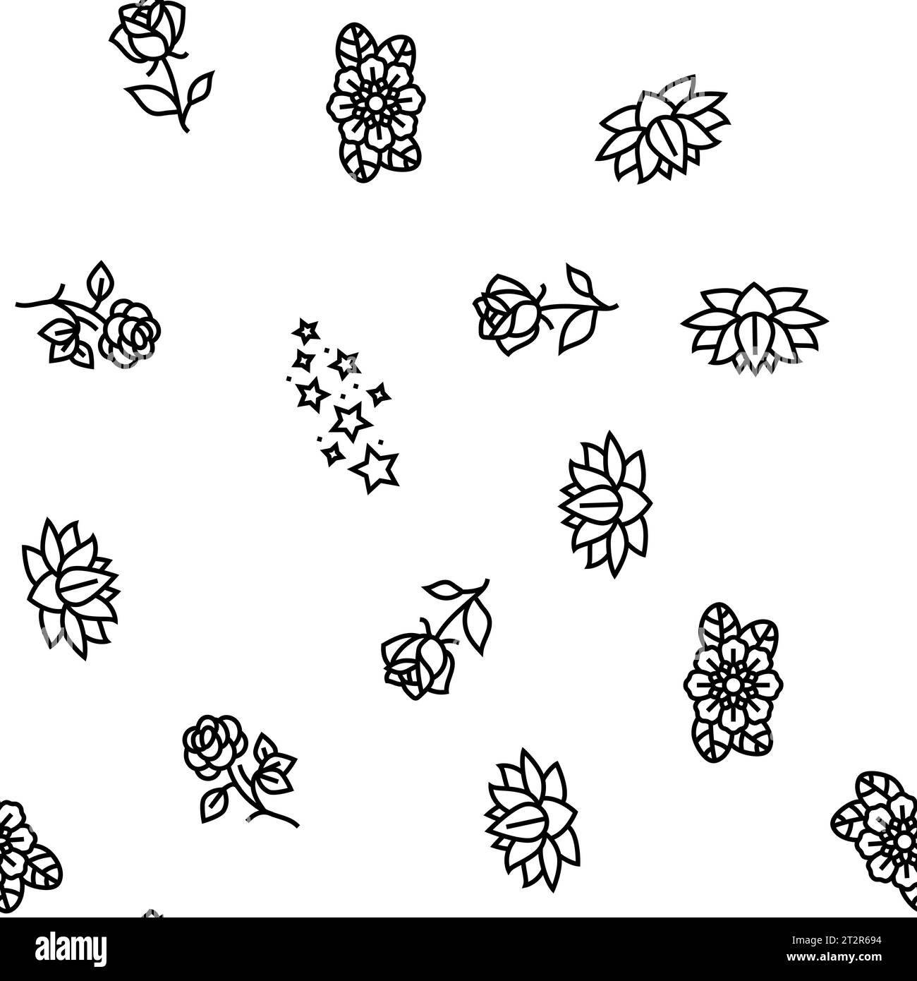 tattoo art rose vintage style vector seamless pattern Stock Vector ...