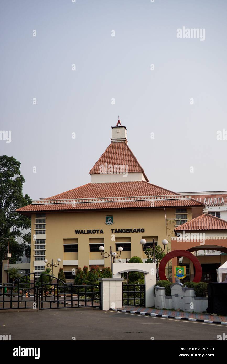 Indonesian. beautiful city hall building with two floors. seen from the ...
