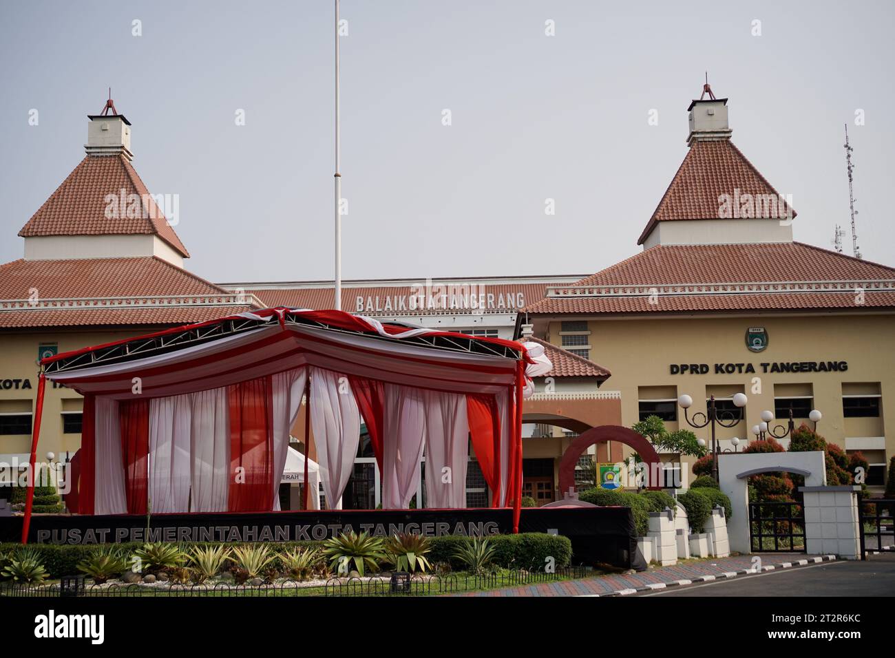 Indonesian. beautiful city hall building with two floors. seen from the ...