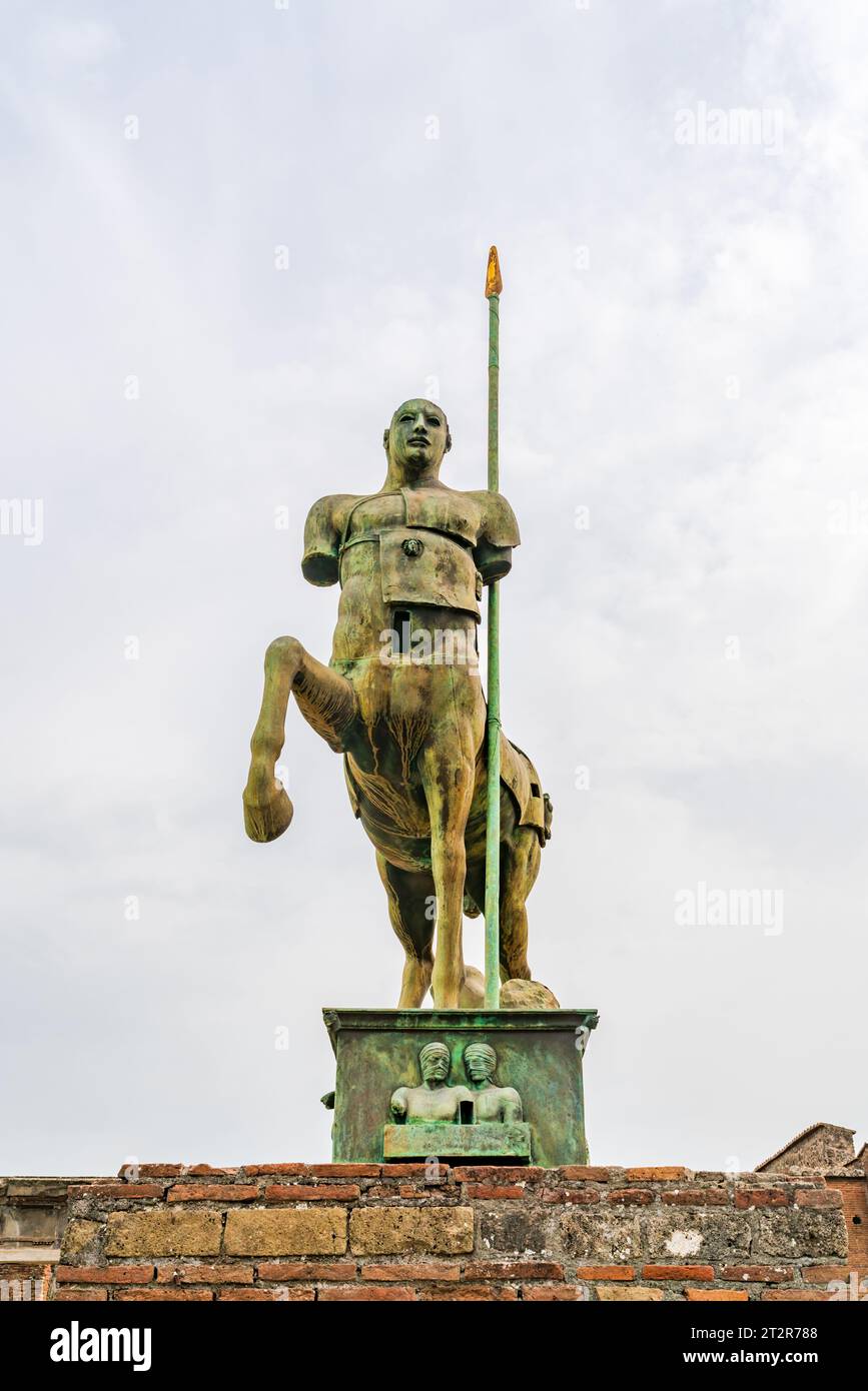 POMPEI ITALY - SEPTEMBER 20 2023: Mythical centaur statue of polish ...