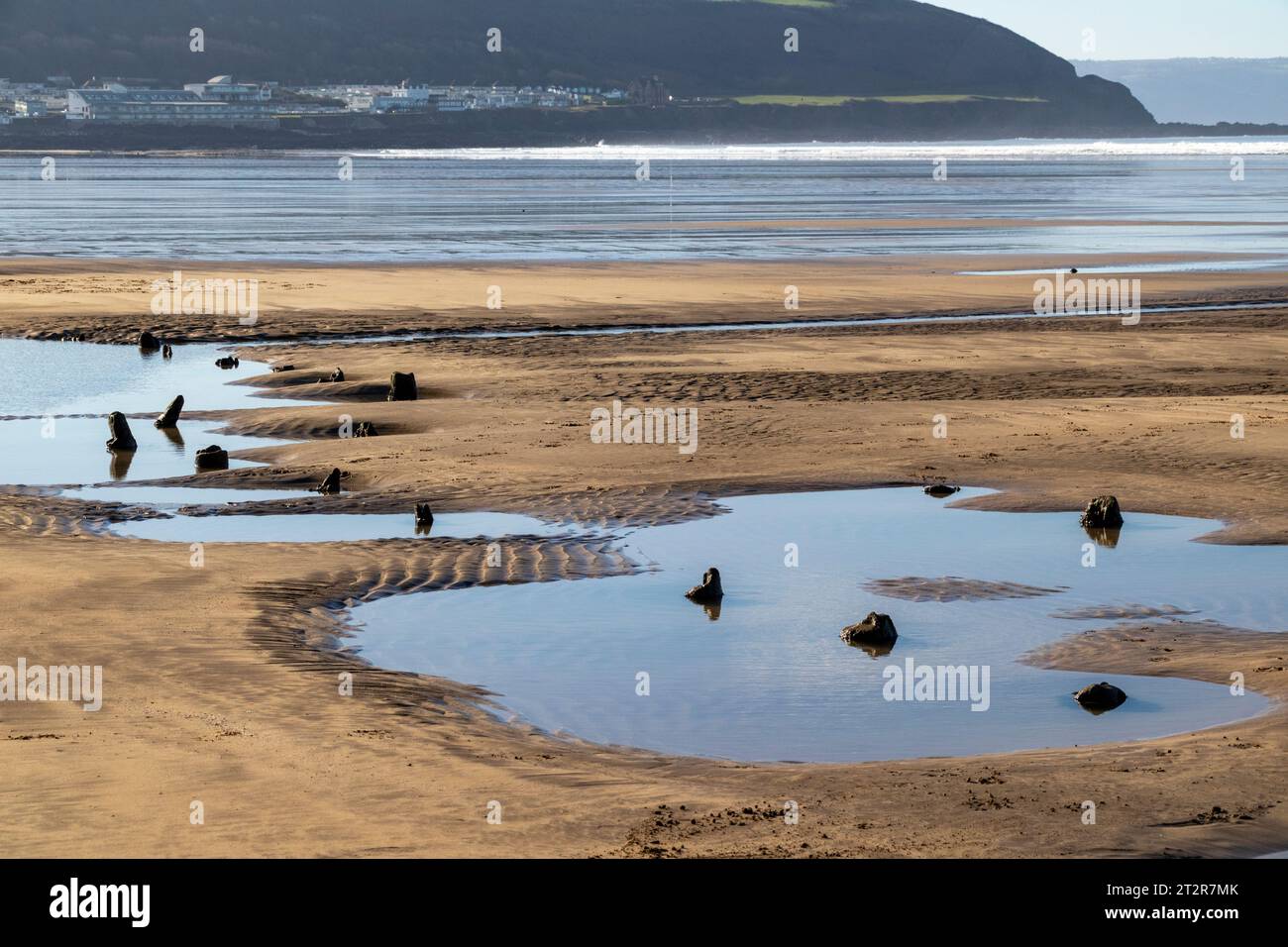 Winter, Beach View Looking Across Westward Ho! Beach at Low Tide with ...