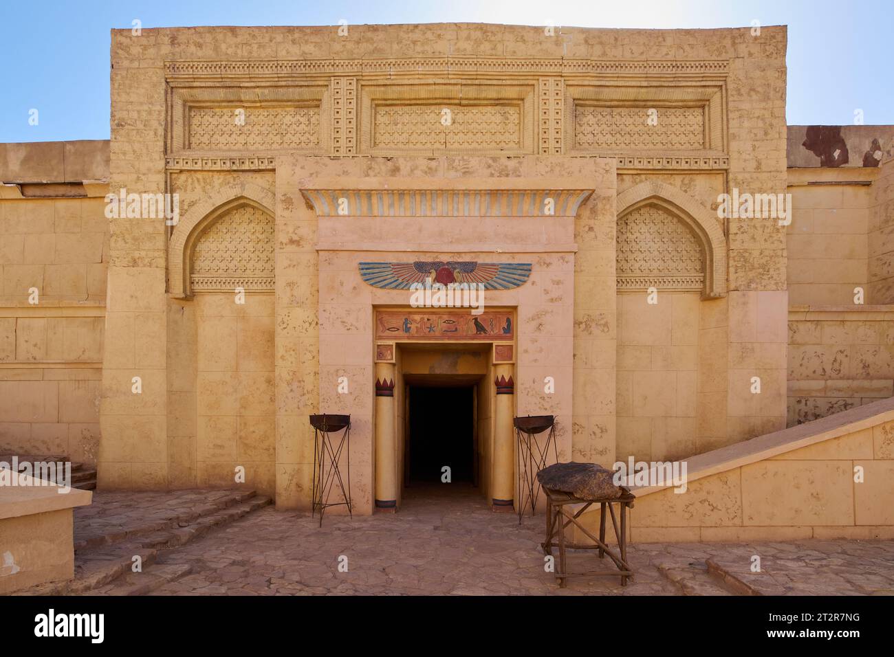 View of traditional Moroccan architecture in a picturesque desert ...