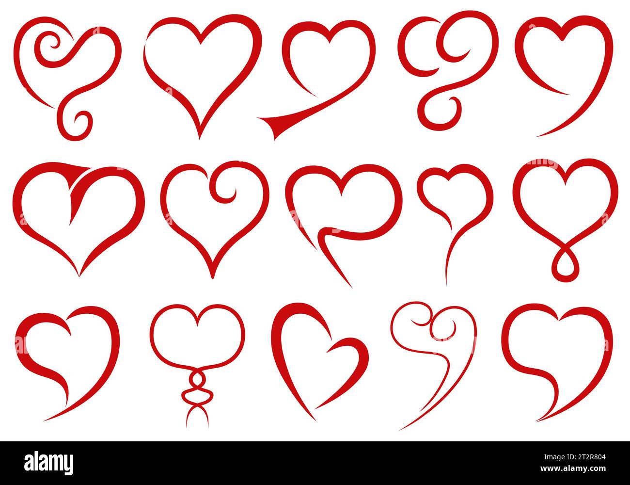 Illustration of different line hearts isolated on white Stock Photo - Alamy