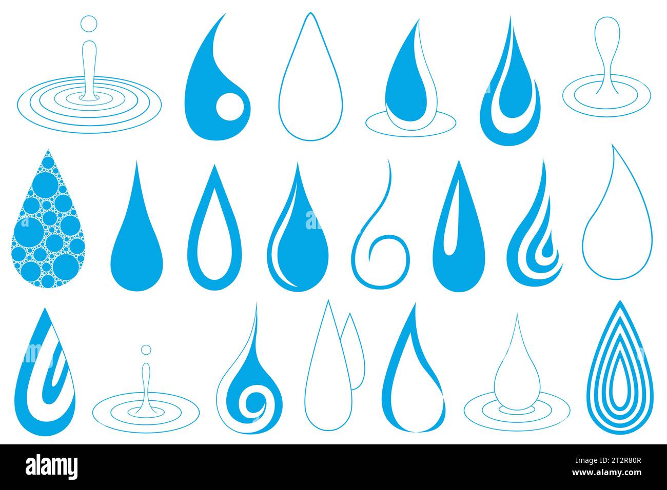 Collection of different water drops isolated on white Stock Photo - Alamy