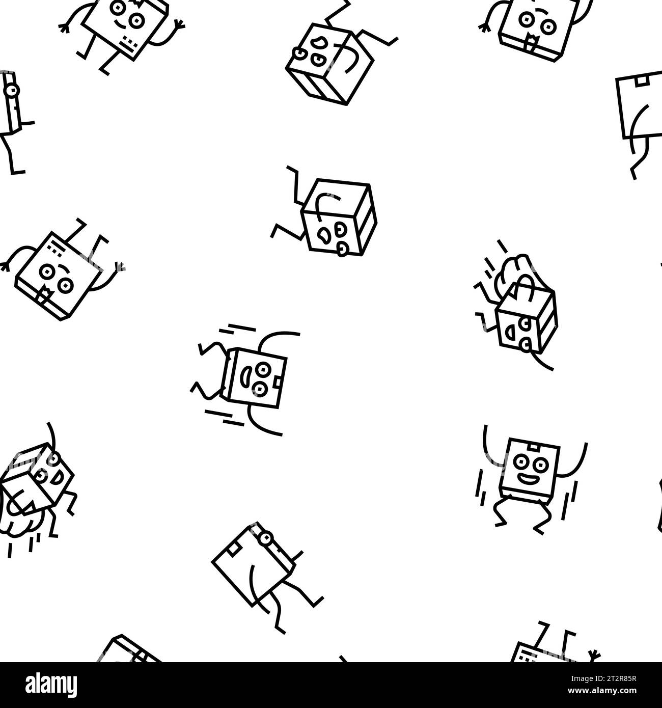 cardboard character box package vector seamless pattern Stock Vector ...