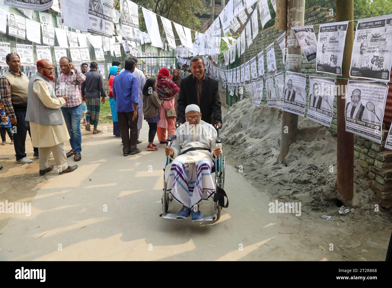 An election campaign poster hangs along a street during the Dhaka North ...