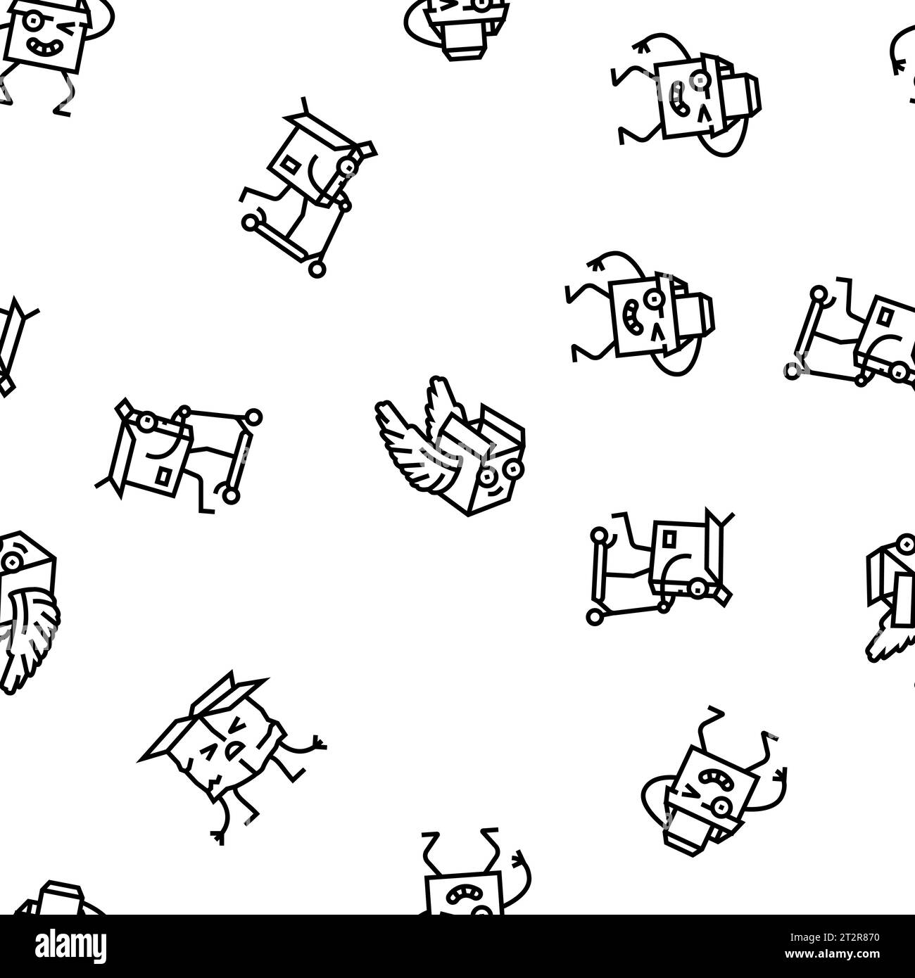 cardboard character box package vector seamless pattern Stock Vector ...