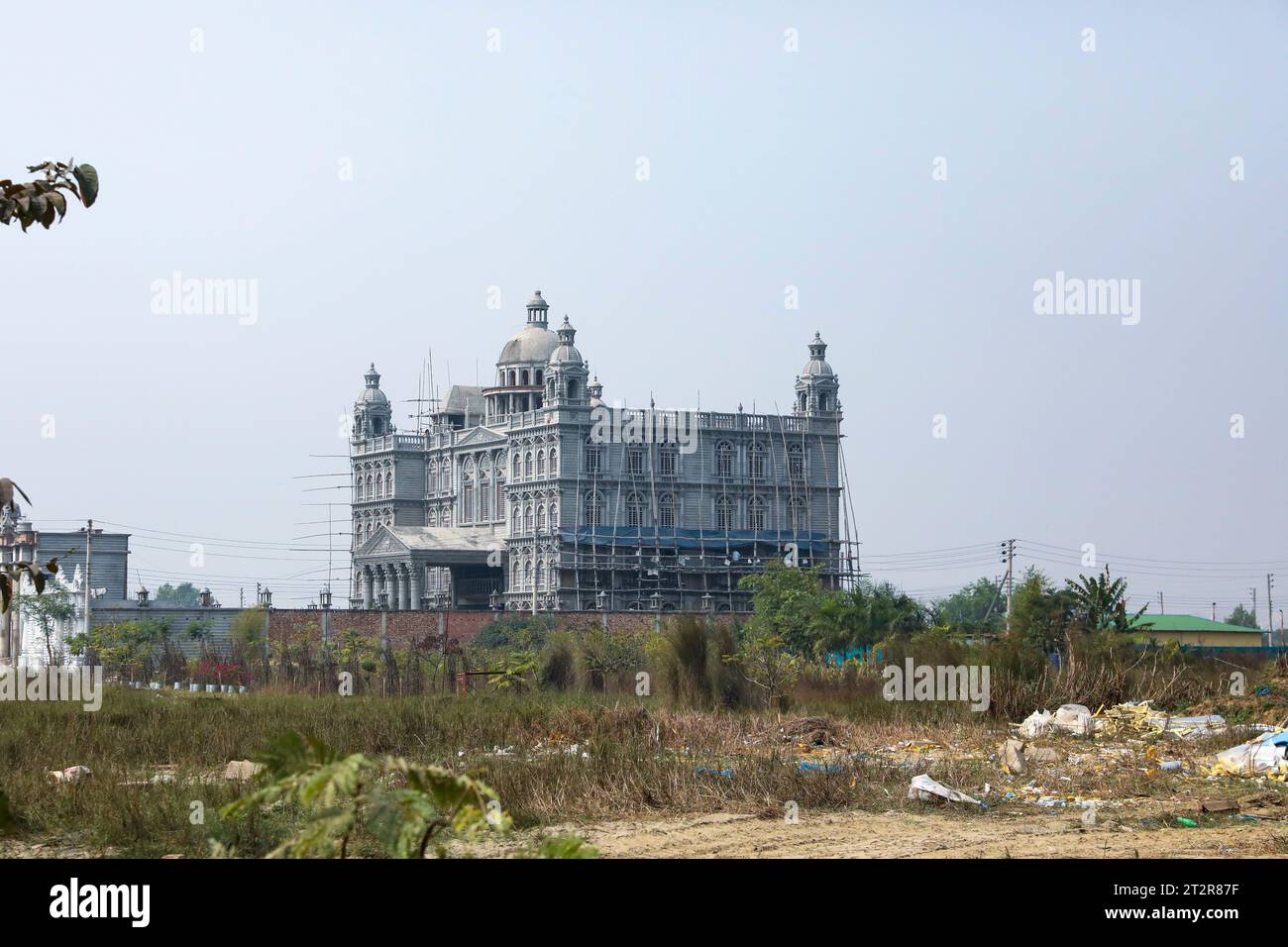 An under-construction palace-style building in the Vatara area of Dhaka ...