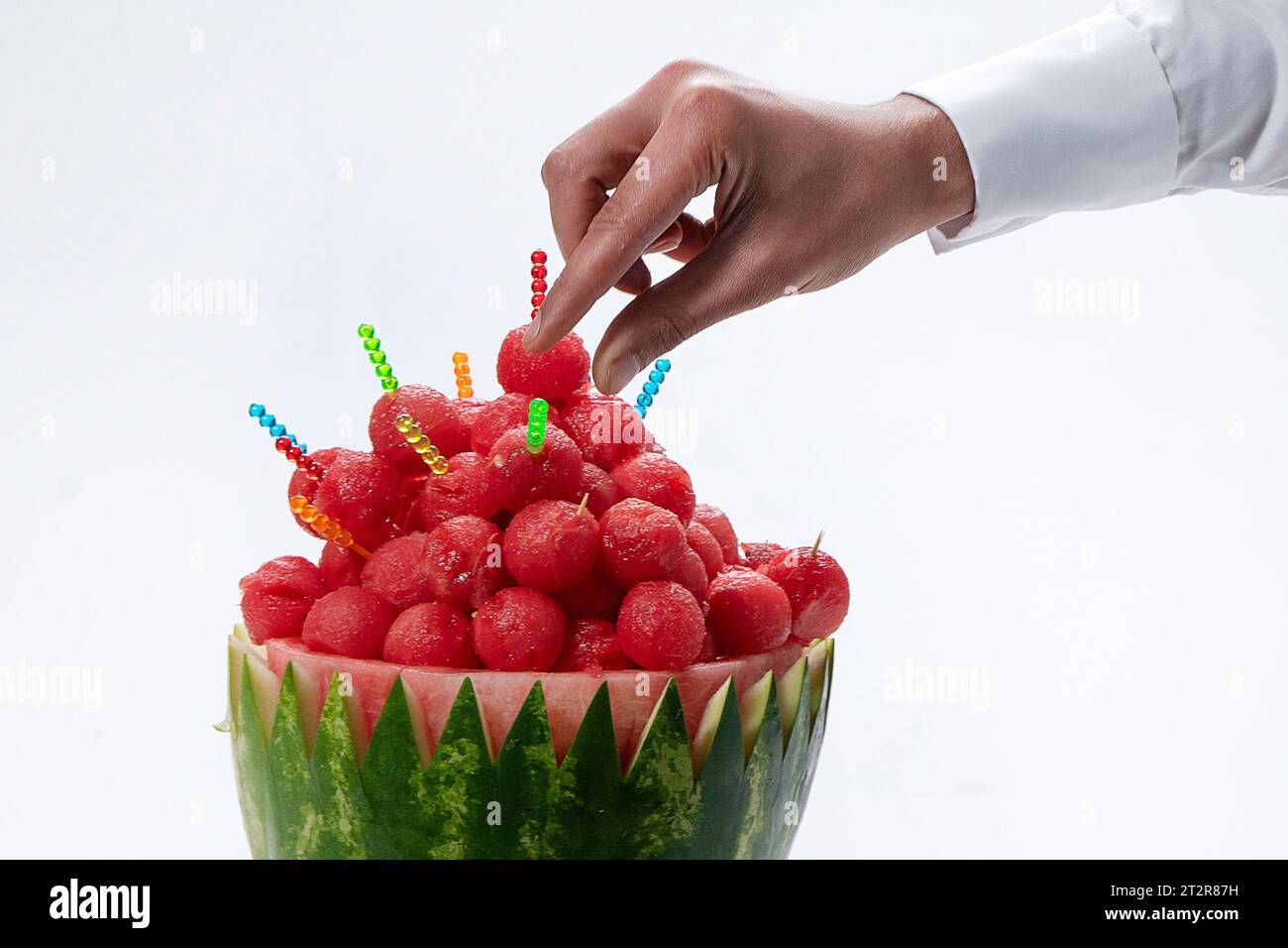 Fresh watermelon in scoop shape. Sliced of watermelon isolated on white ...