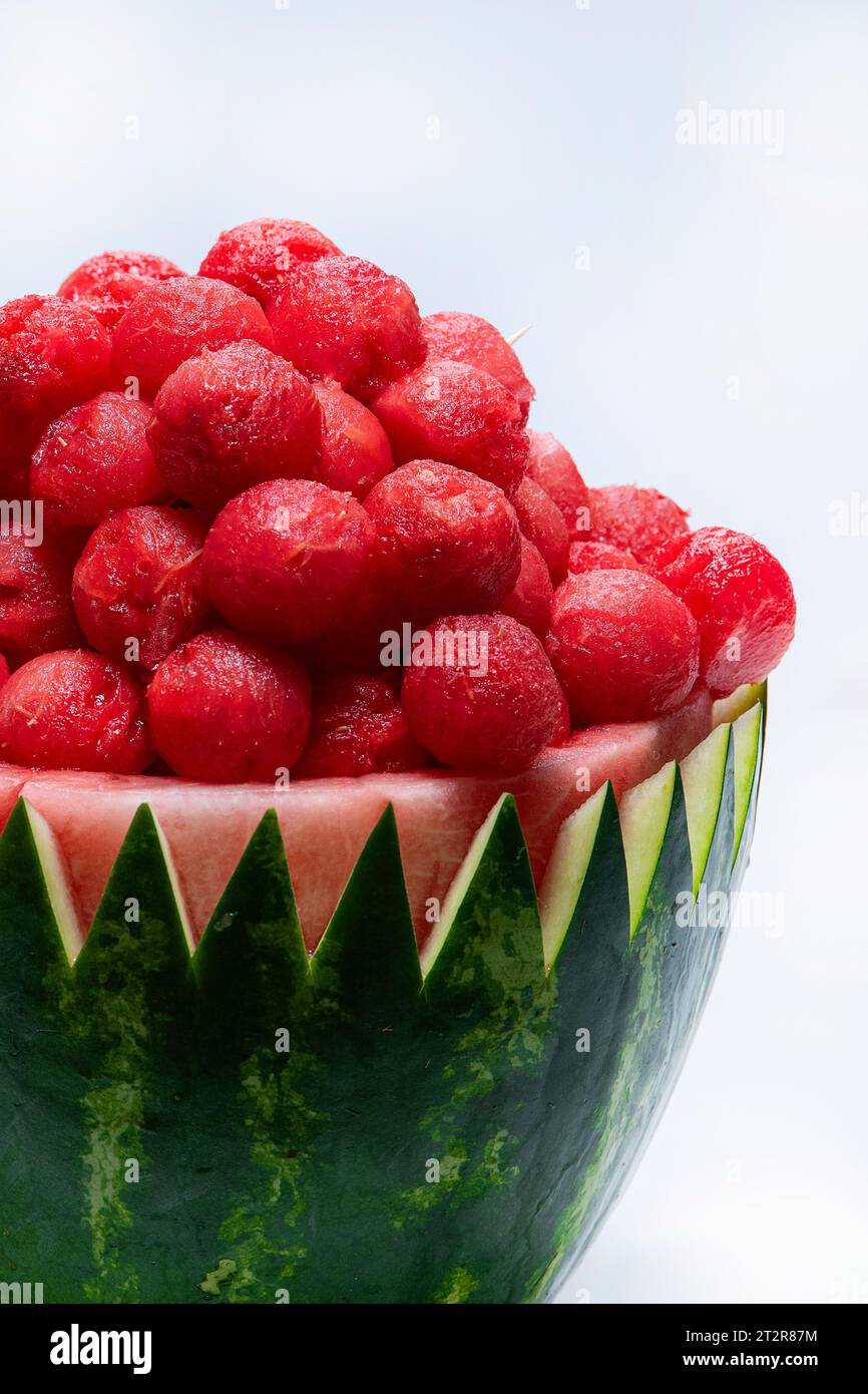 Fresh watermelon in scoop shape. Sliced of watermelon isolated on white ...