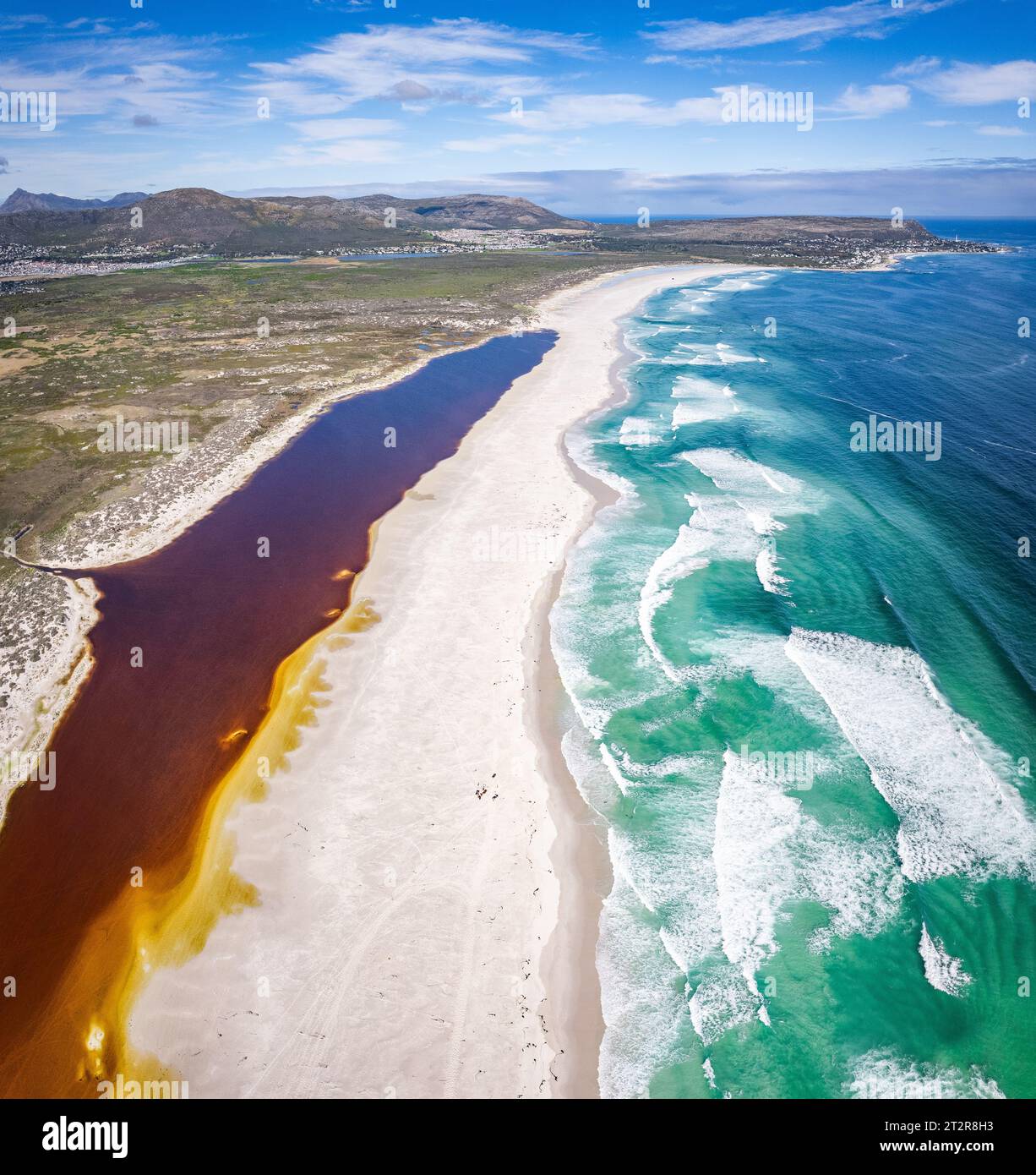 Aerial view of Noordhoek Long Beach in Cape Town, South Africa Stock ...