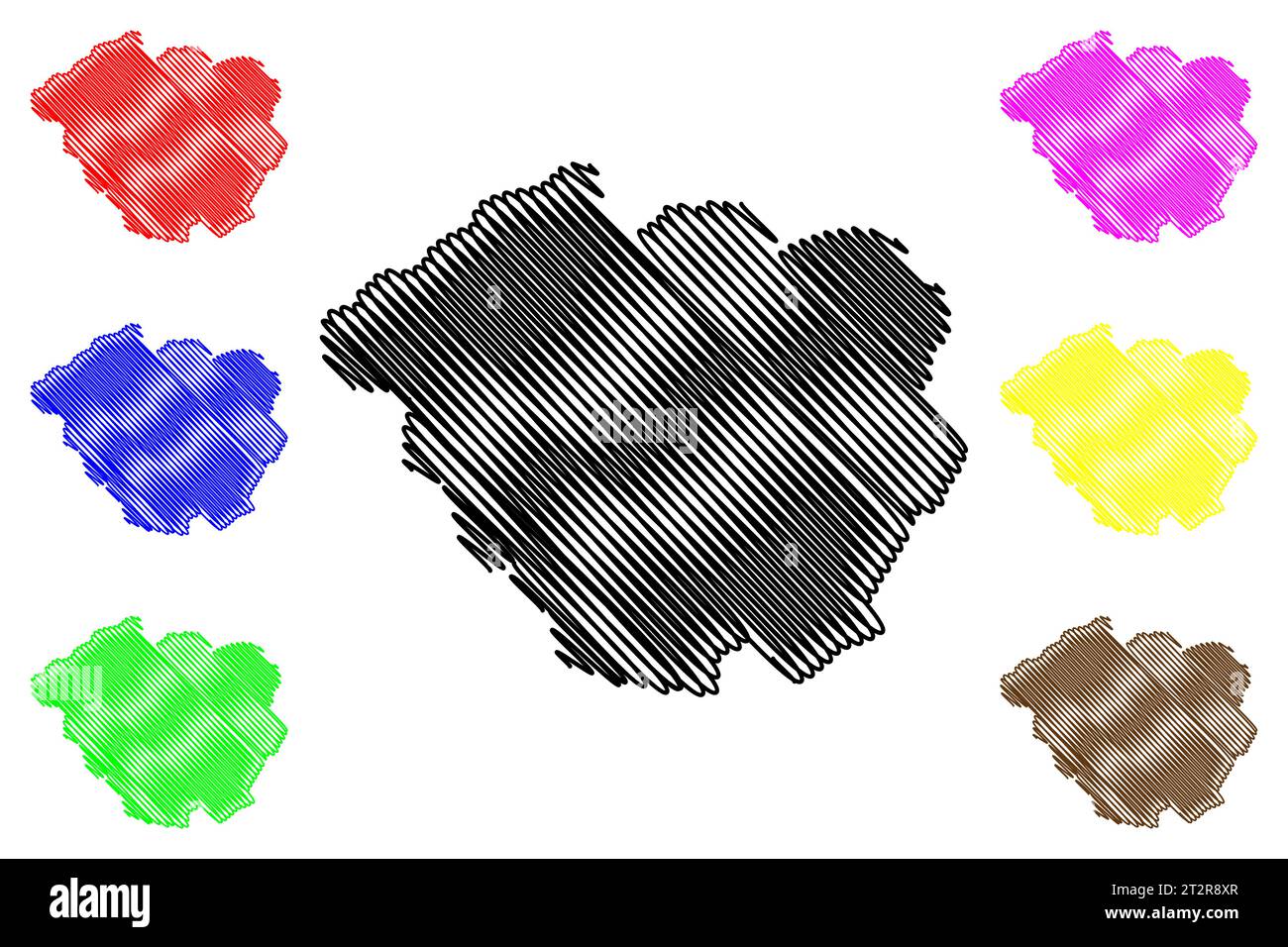 Lake Ikeda (Japan, Kyushu) map vector illustration, scribble sketch ...