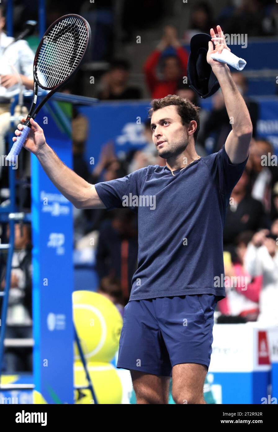 Tokyo, Japan. 21st Oct, 2023. Aslan Karatsev of Russia reacts to ...