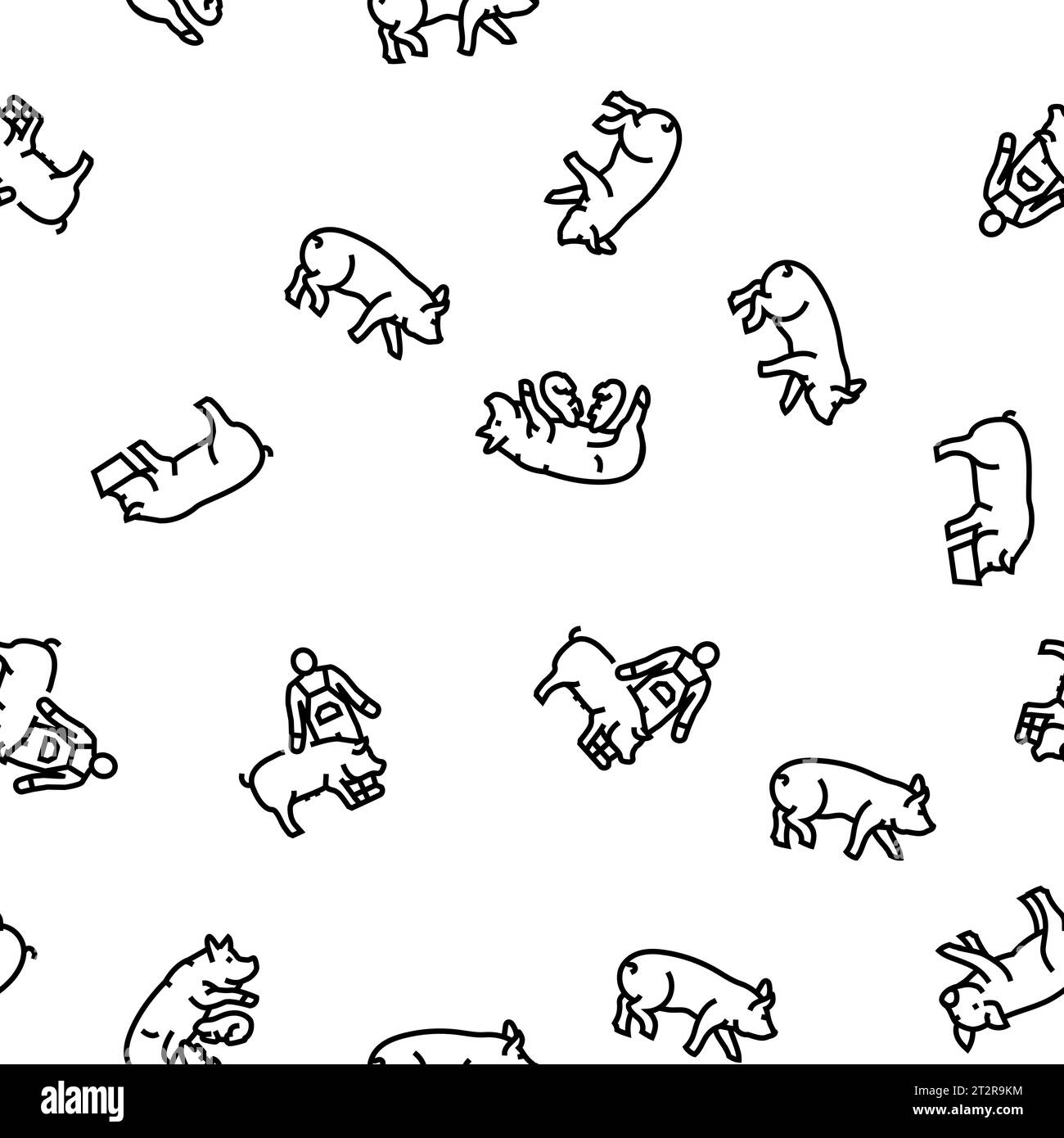 pork pig farm animal piglet hog vector seamless pattern Stock Vector ...