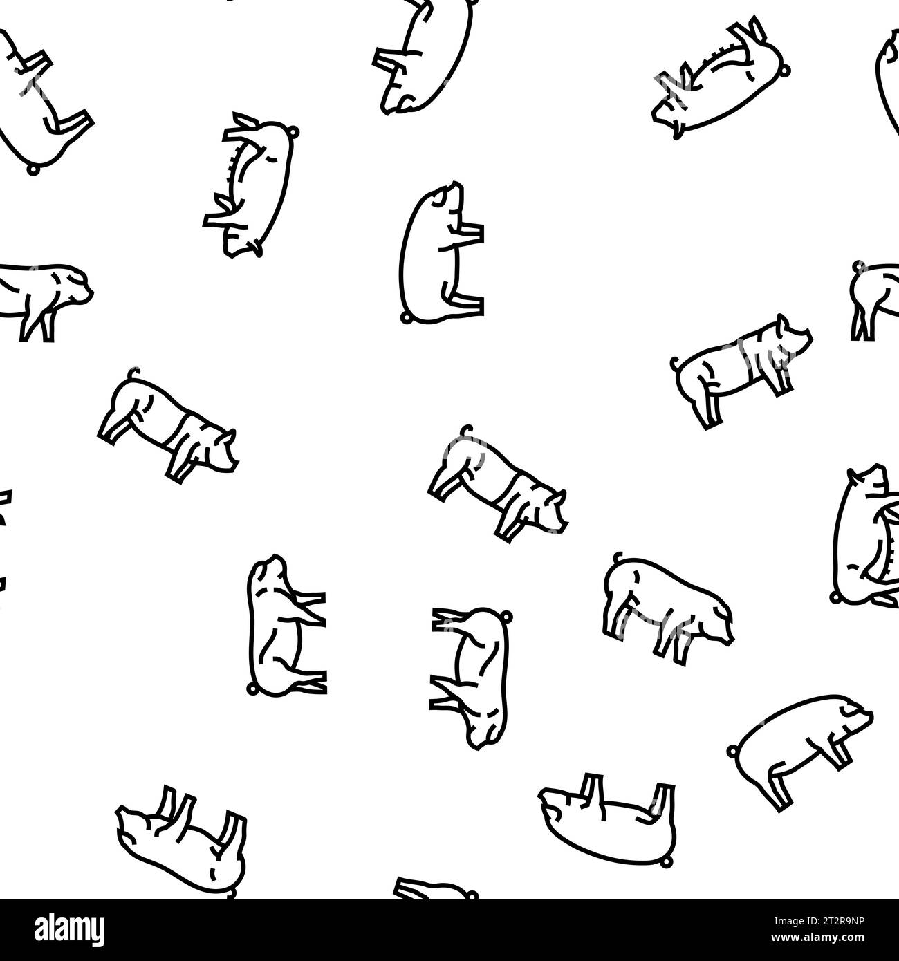 pork pig farm animal piglet hog vector seamless pattern Stock Vector ...