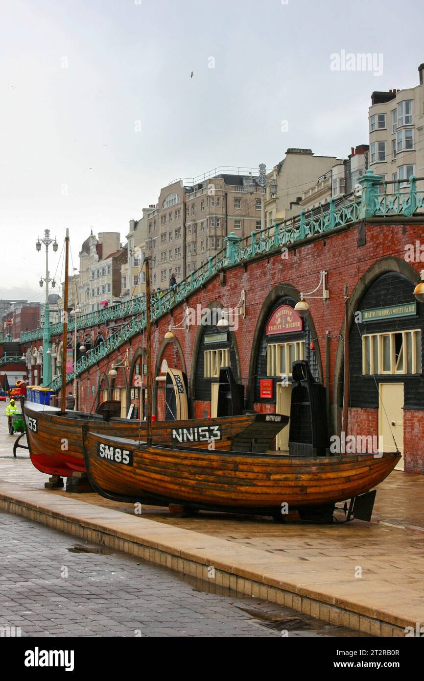 Brighton, England - May 13, 2007: Two fishing boats opposite the ...