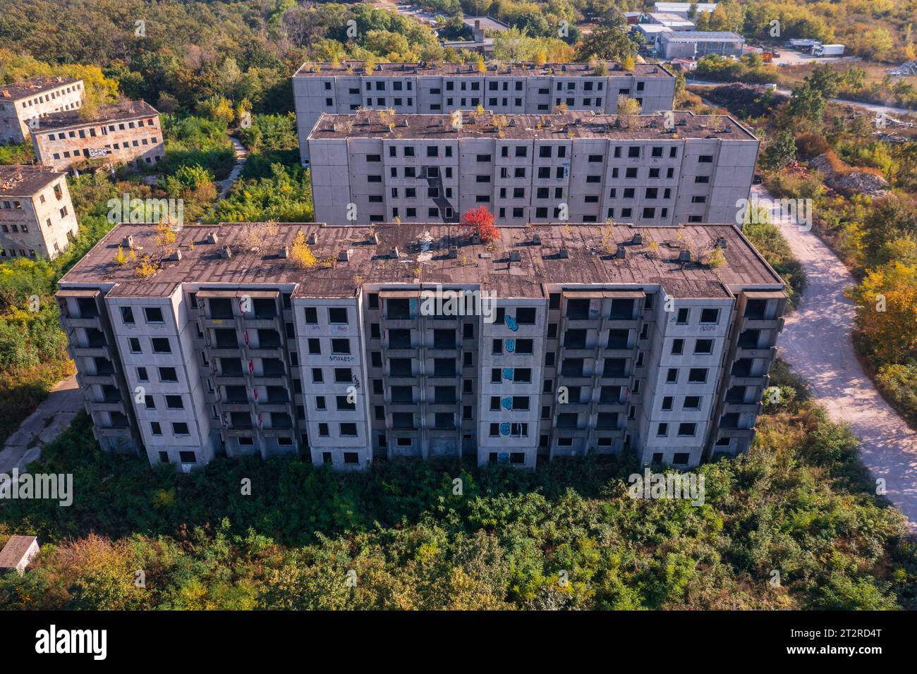 Szentkiralyszabadja, Hungary - Aerial view about abandoned residential ...