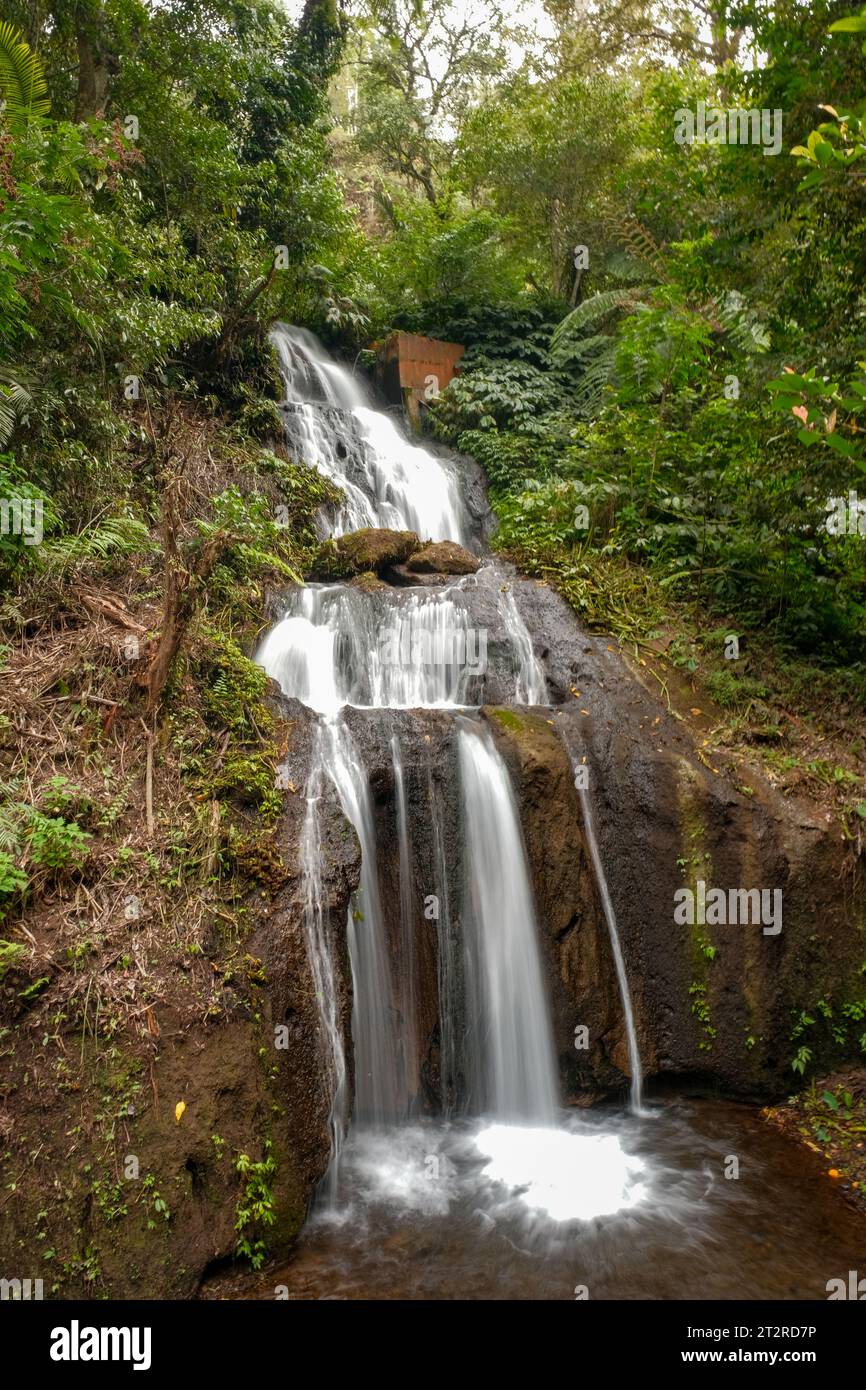 North Bali's waterfall, captured in a long exposure, reveals its ...