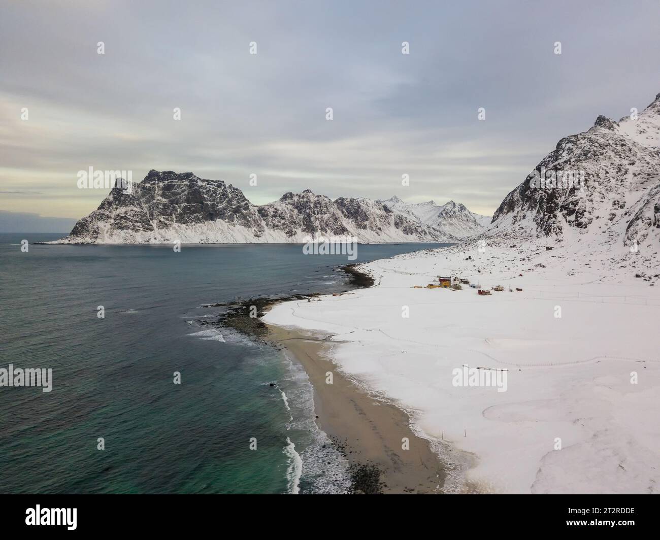 Aerial drone panoramic view of amazing Lofoten Islands, Norway ...