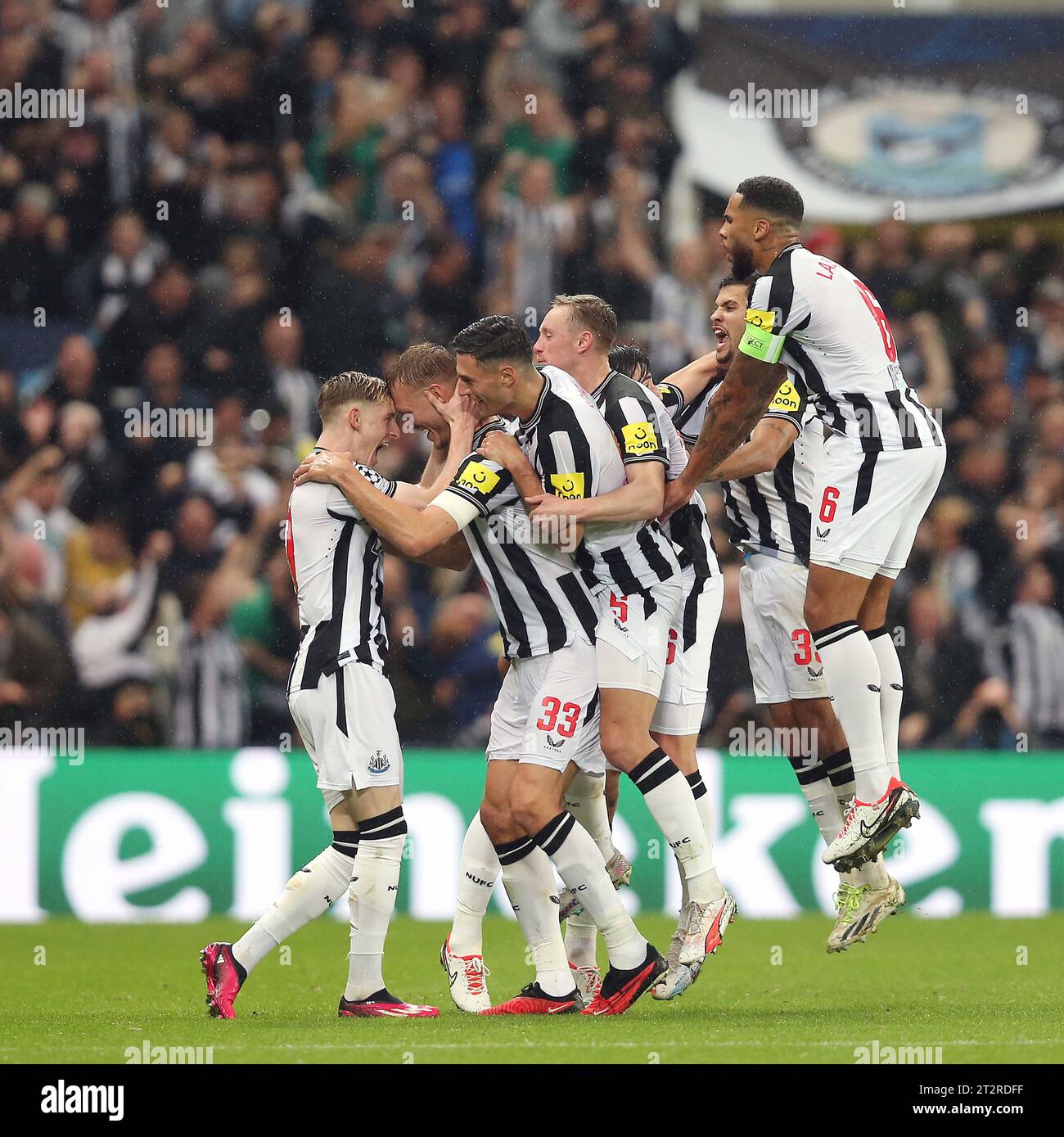 GOAL 2-0, Dan Burn of Newcastle United goal celebration with Miguel ...