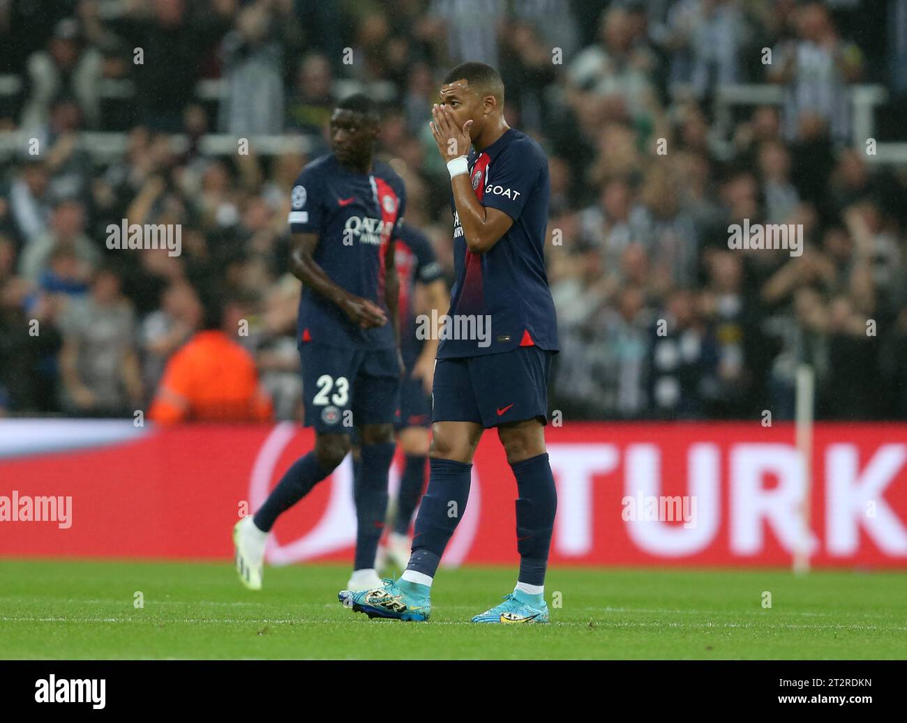 Kylian Mbappe of Paris Saint-Germain looks disappointed & dejected ...