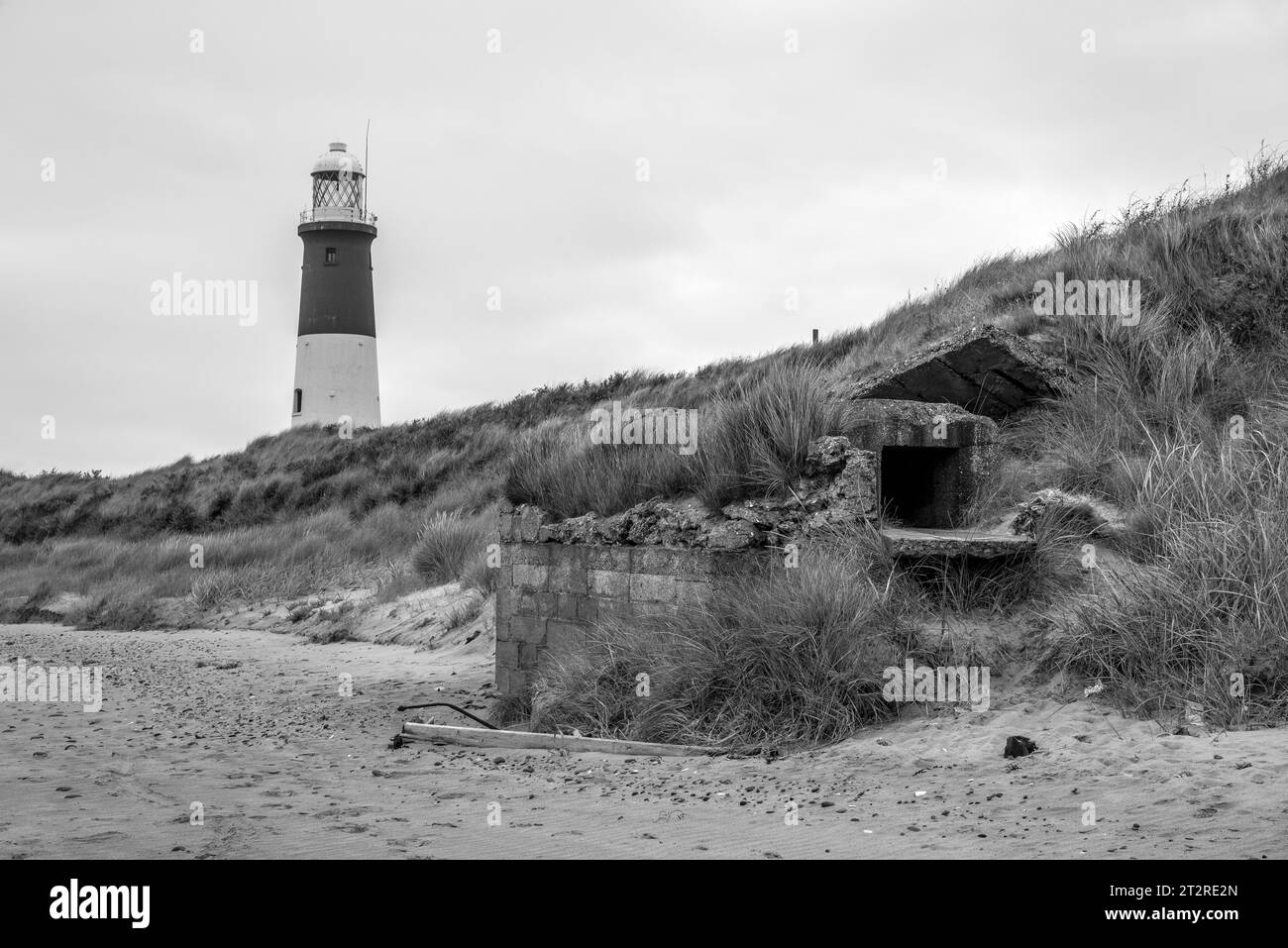 The Victorian Lighthouse and WWII gun emplacement at the end of Spurn ...